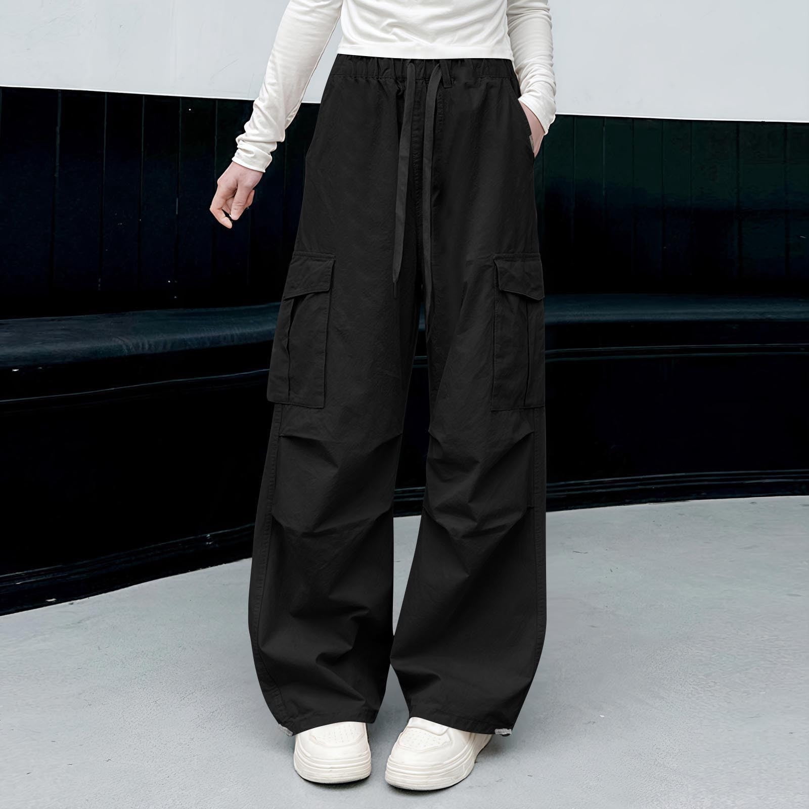 BLTIBY Girls Cargo Pants Fall Elastic Waist Drawstring Y2K Stretchy ...