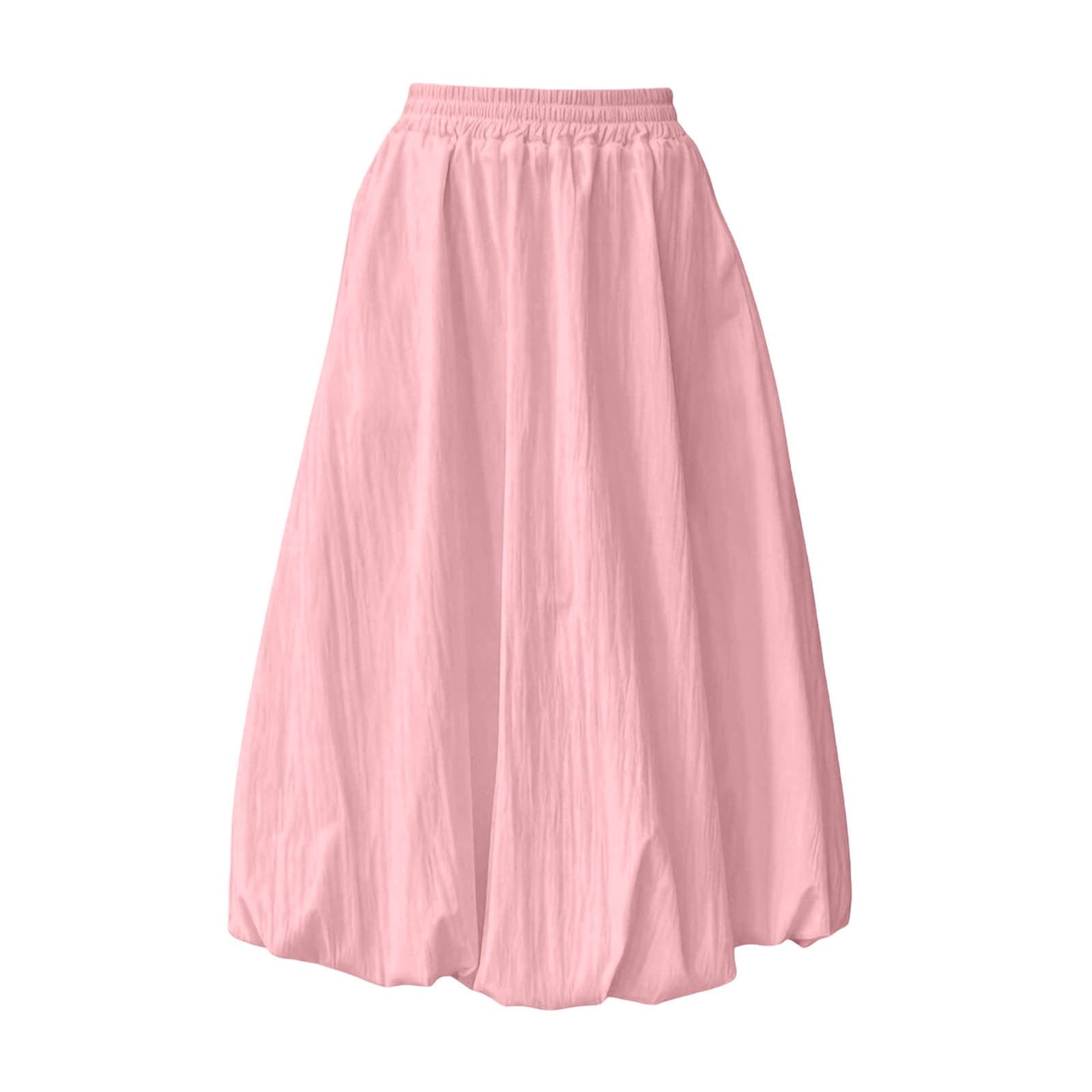 BLTIBY Girls Casual Midi Skirts Summer Trendy Solid Color Elastic Waist ...