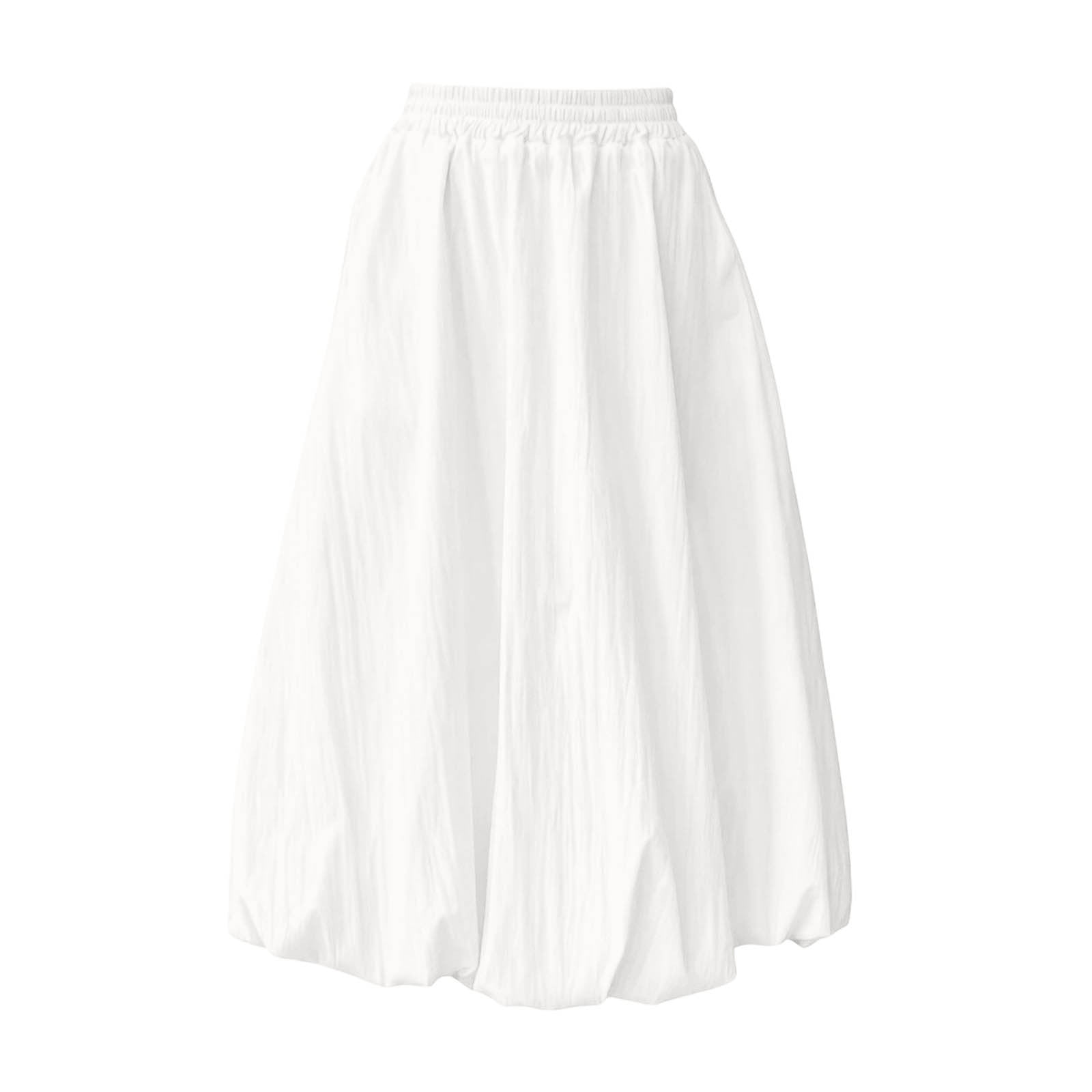 BLTIBY Girls Casual Midi Skirts Summer Trendy Solid Color Elastic Waist ...