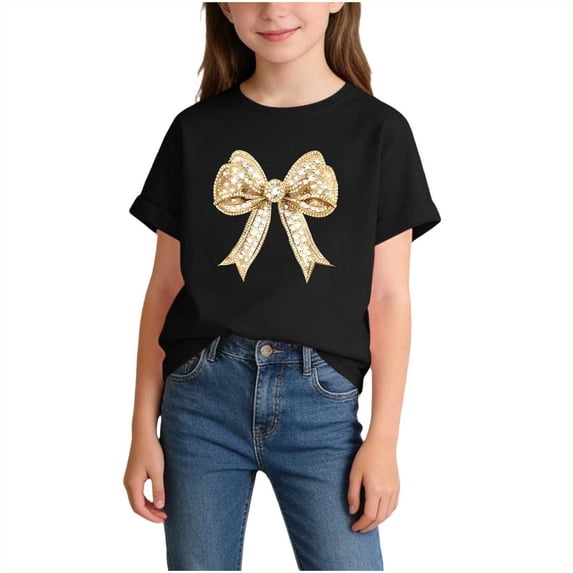 BLTIBY Girls Cotton Cap Sleeve Shirts Crew Neck Cute Summer Tops Loose ...