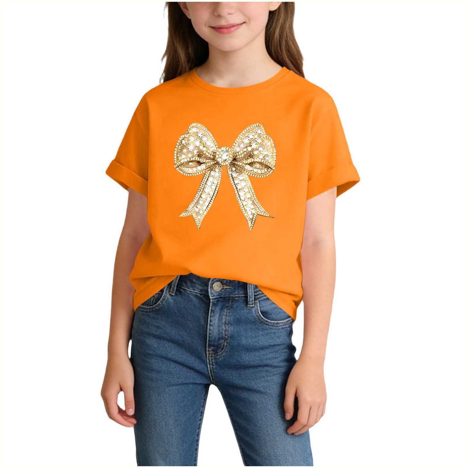 BLTIBY Girls Cotton Cap Sleeve Shirts Crew Neck Cute Summer Tops Loose ...