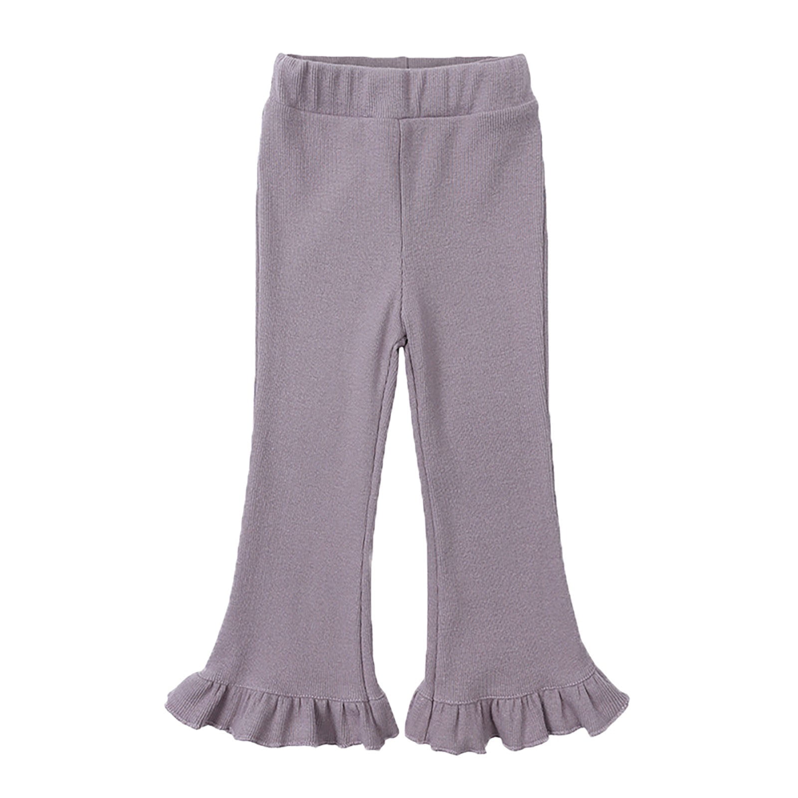 BLTIBY Girls Cotton Flare Pants Fall Solid Color Yoga Ruffled Bell ...