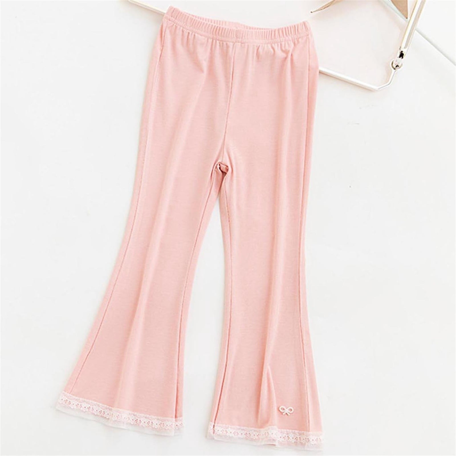 BLTIBY Girls Flare Pants Fall Solid Color High Waisted Yoga Bottom Lace ...