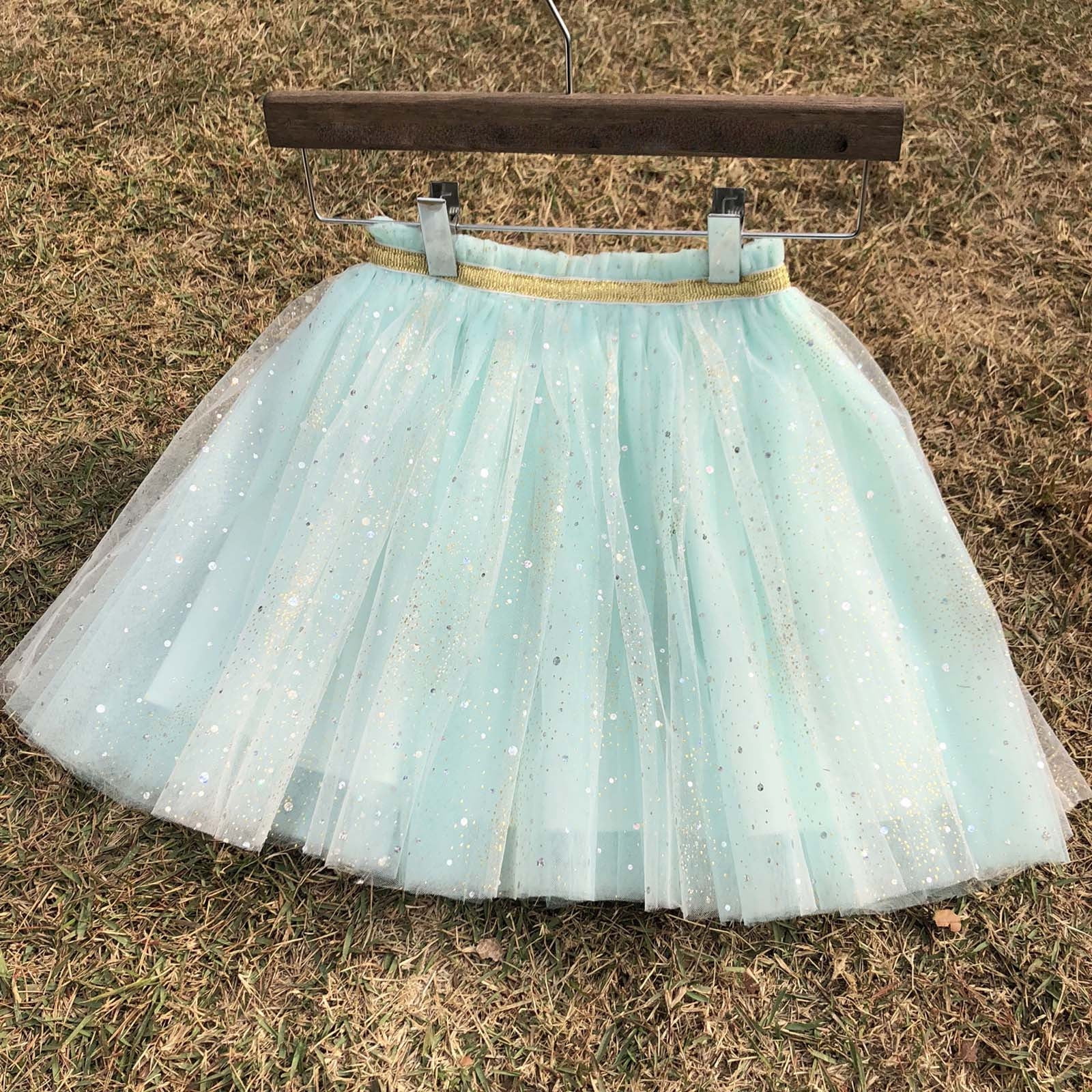 BLTIBY Girls Lace Tutu Skirt Elastic Waist Layered Printed Tulle Ballet ...