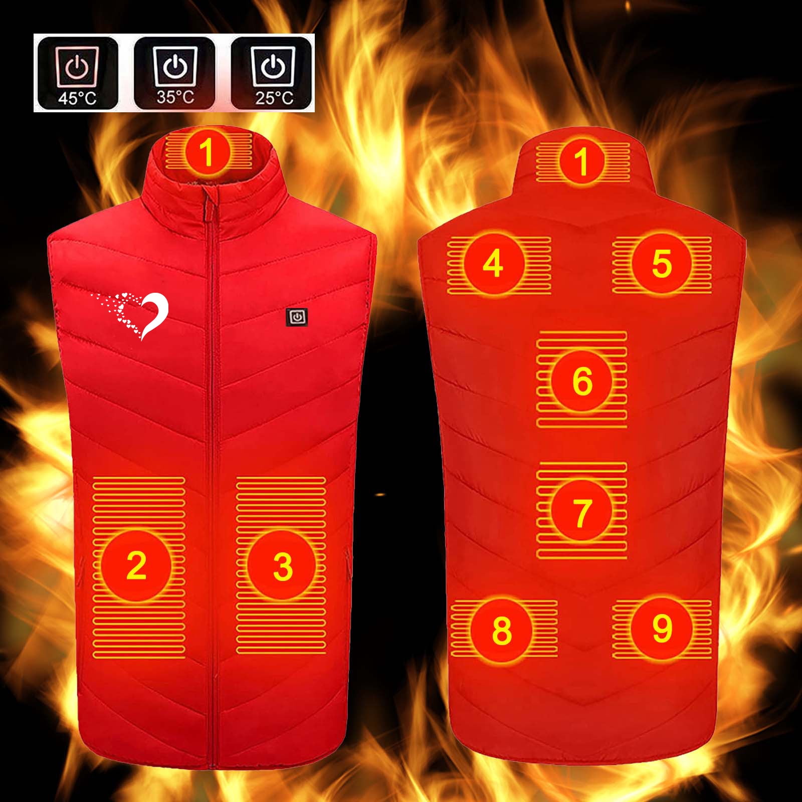 BLTIBY Heated Vests for Men Women, 9 Heating Zones Vest (Battery Pack ...