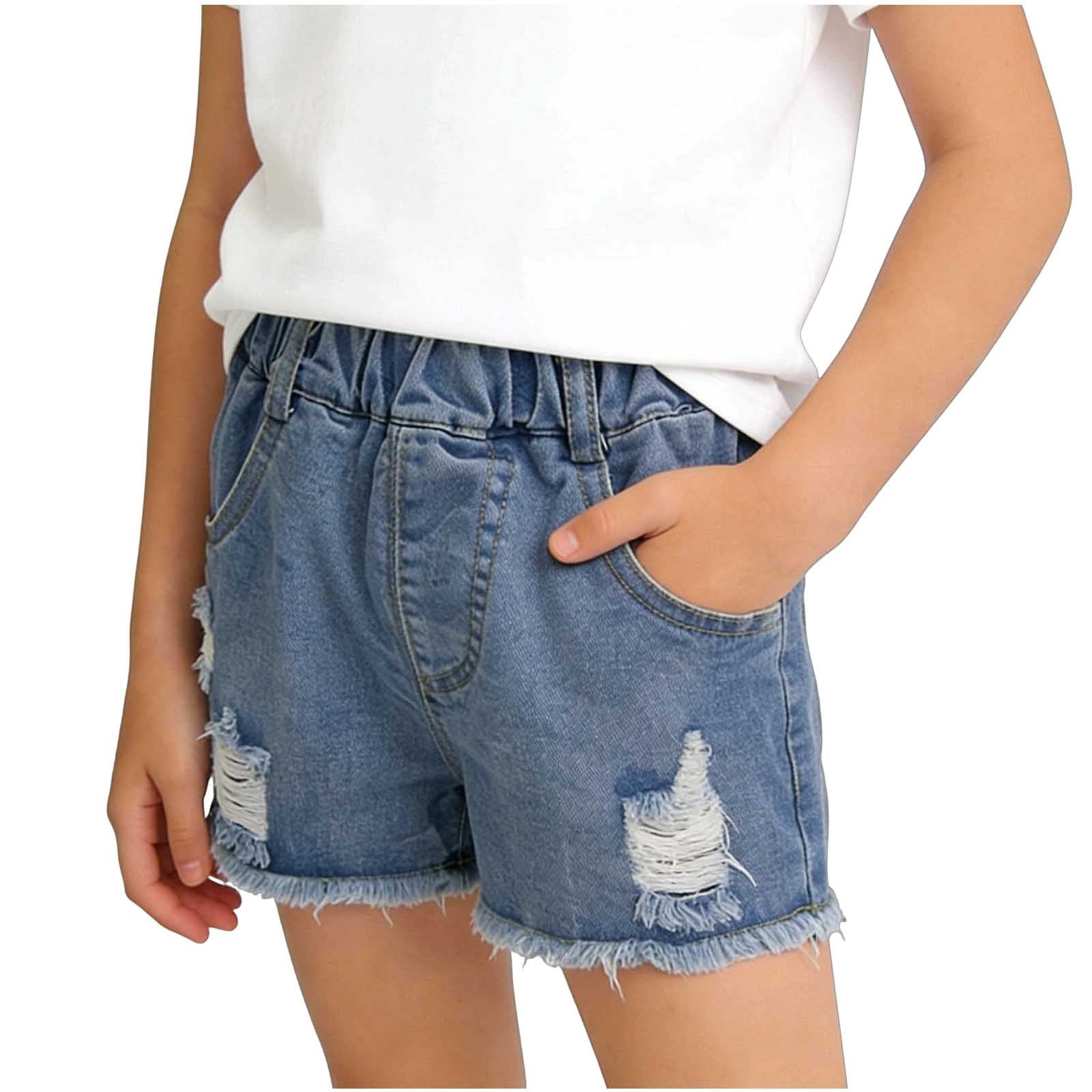BLTIBY Jorts for Girls Boys High Waist Shorts Solid Color Bow Casual ...