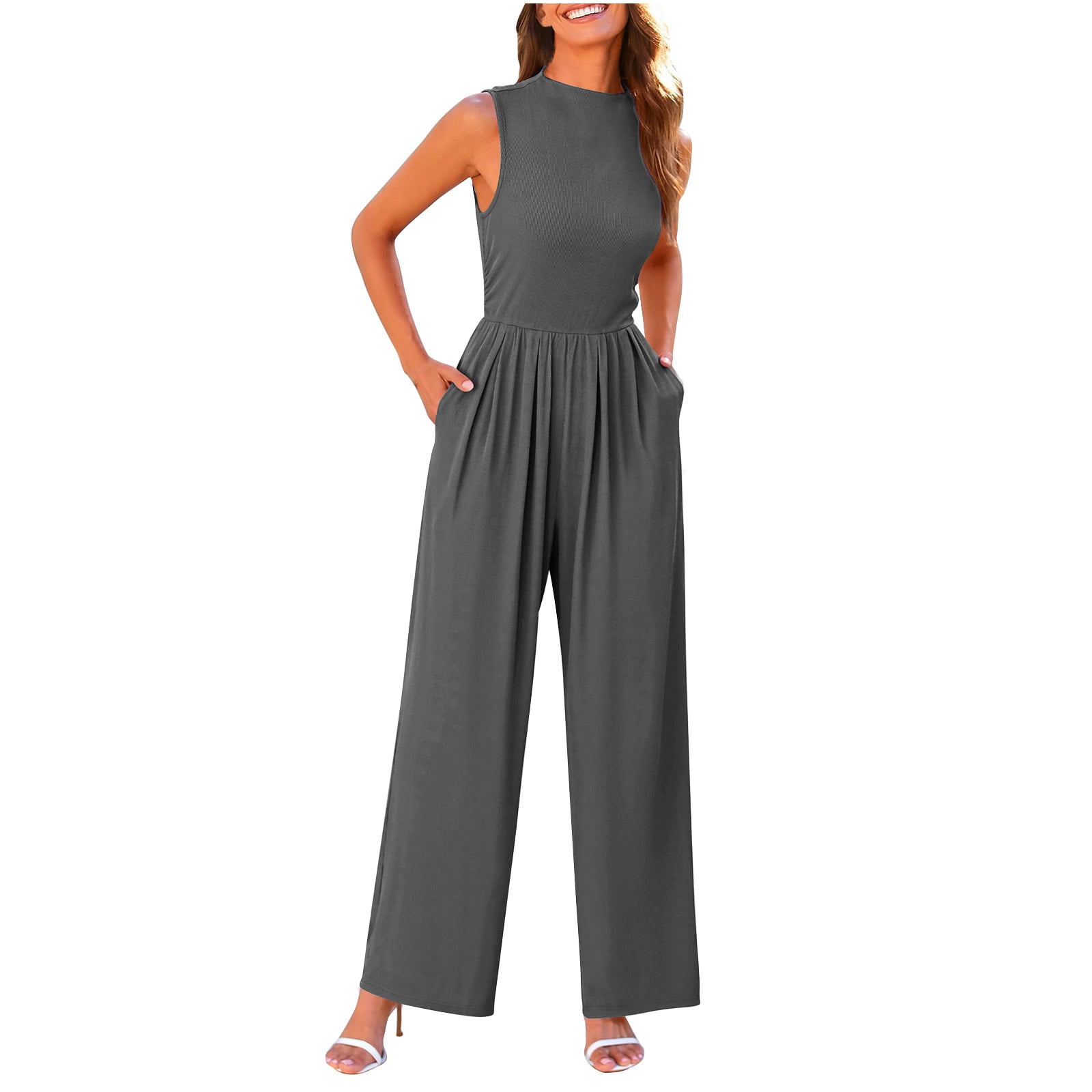 BLTIBY Jumpsuits for Women Dressy Sexy 2024 Summer Slim Solid Color ...