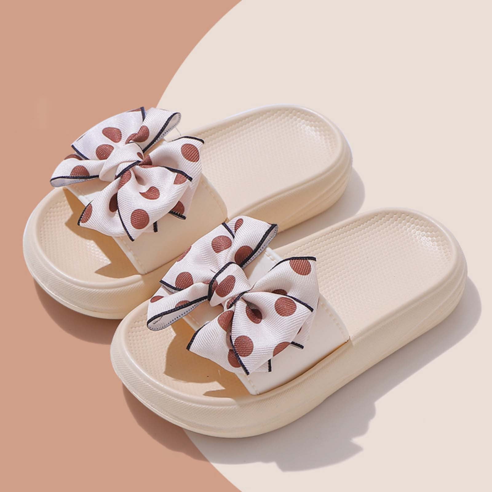 BLTIBY Kids Summer Open Toe Slipper Girls Bow Flats Slide Fashion Soft ...
