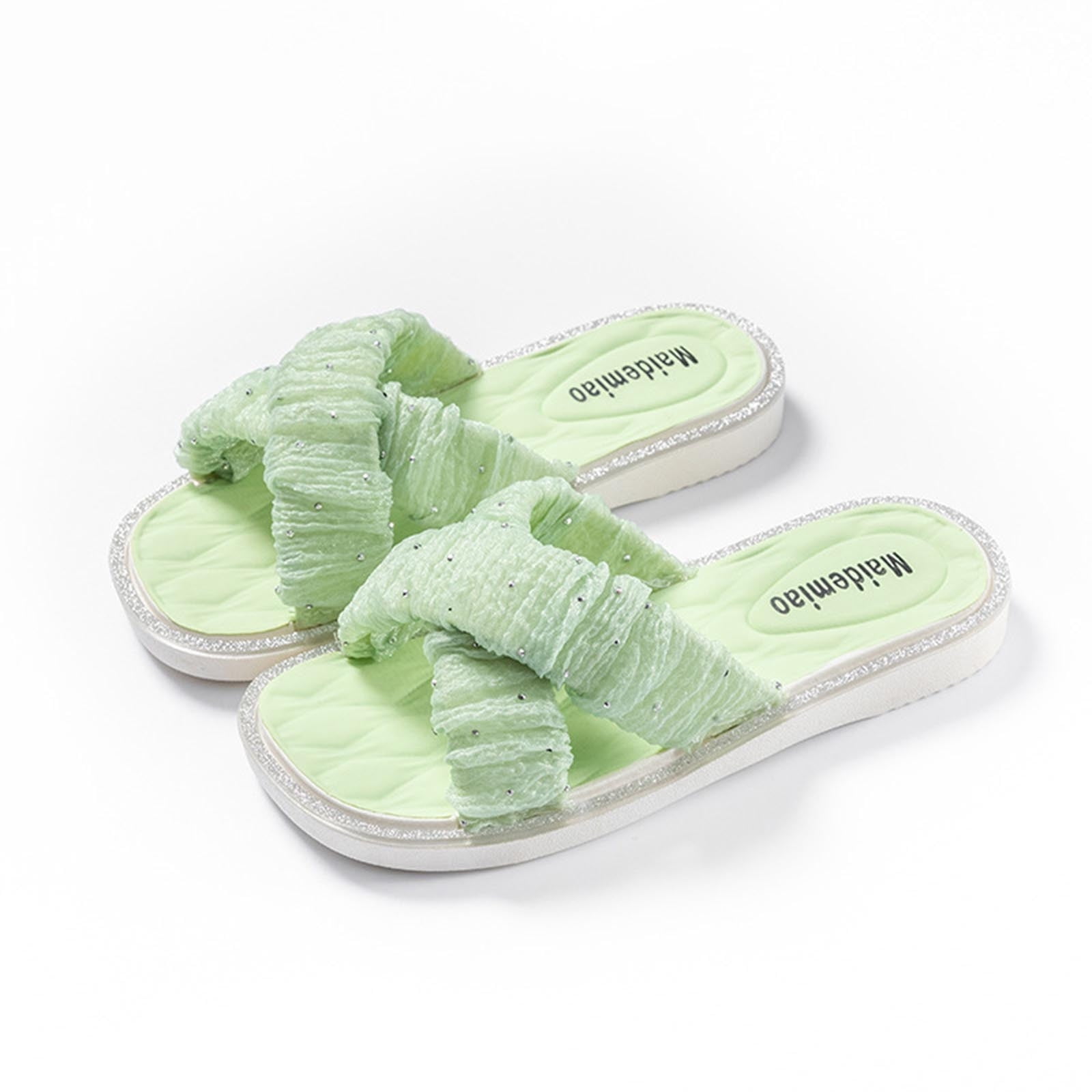 BLTIBY Kids Summer Open Toe Slipper Solid Color Sequin Cross Slide ...