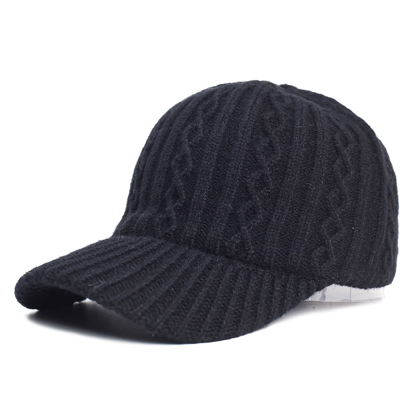 BLTIBY Knitted Baseball Cap for Winter Wool-Blend Visor Beanie Warm ...
