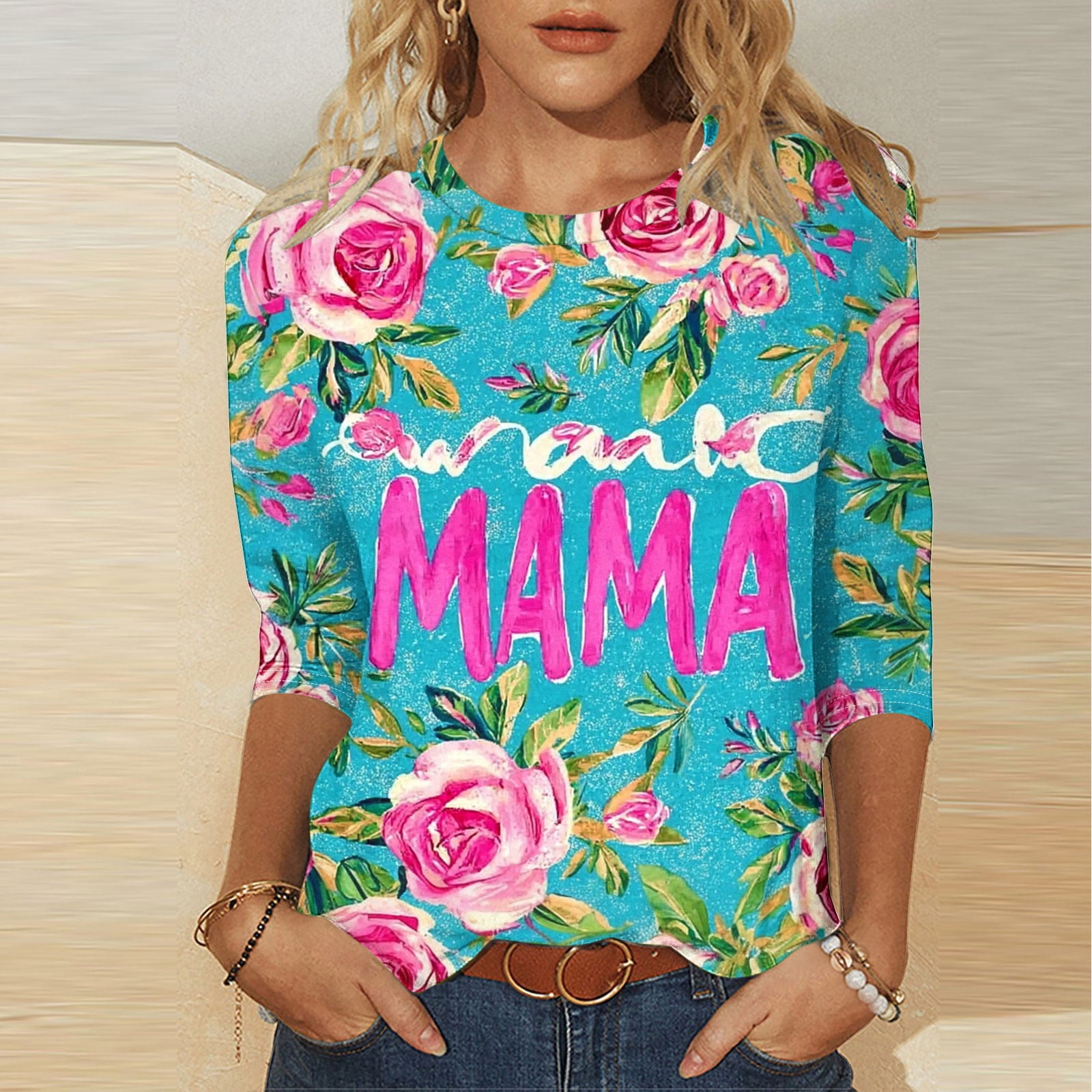 BLTIBY Mama Shirts for Women Mothers Day Mommy Mom Graphic Short Sleeve ...