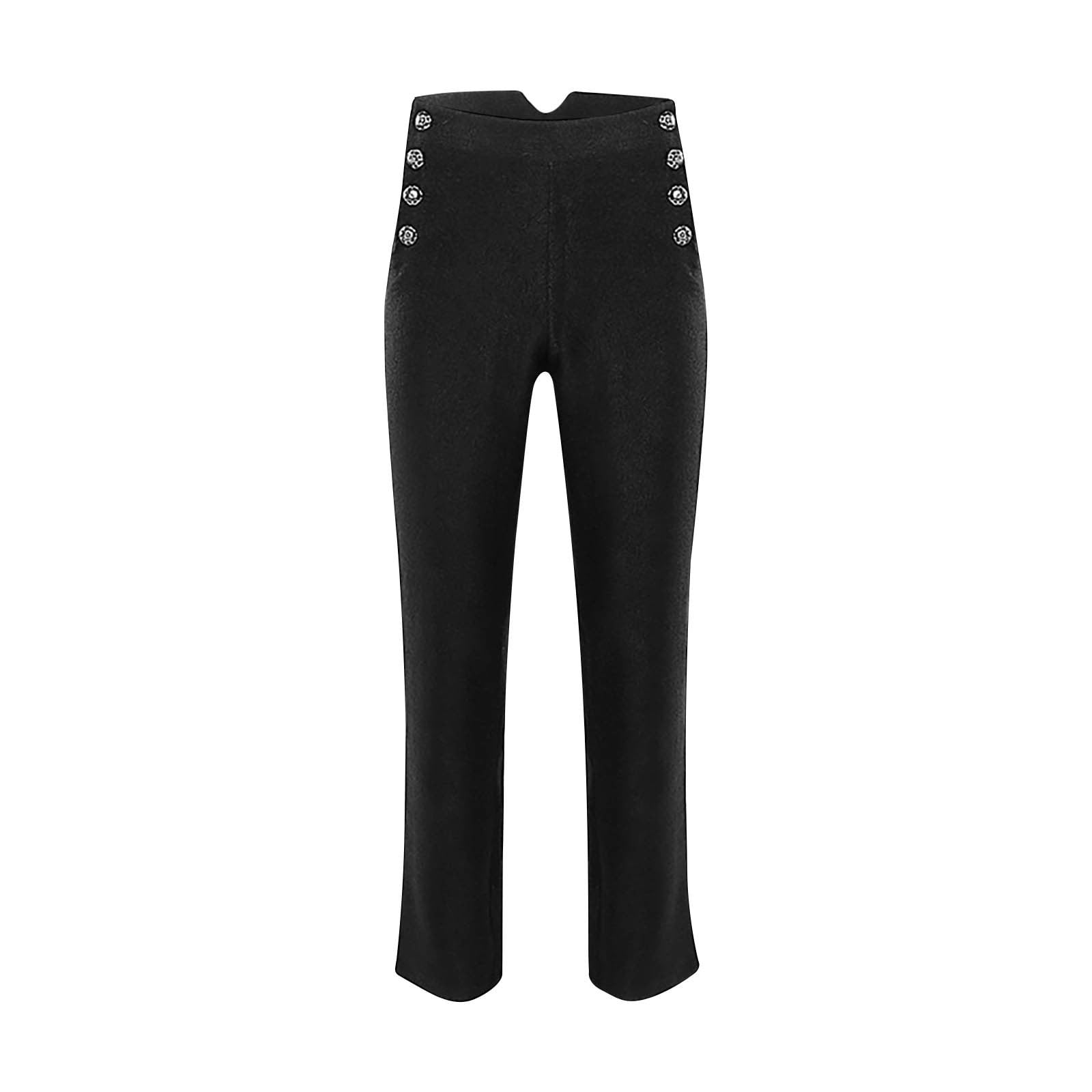 BLTIBY Men's Gothic Trousers Button Costume Vintage Jacquard Stage ...