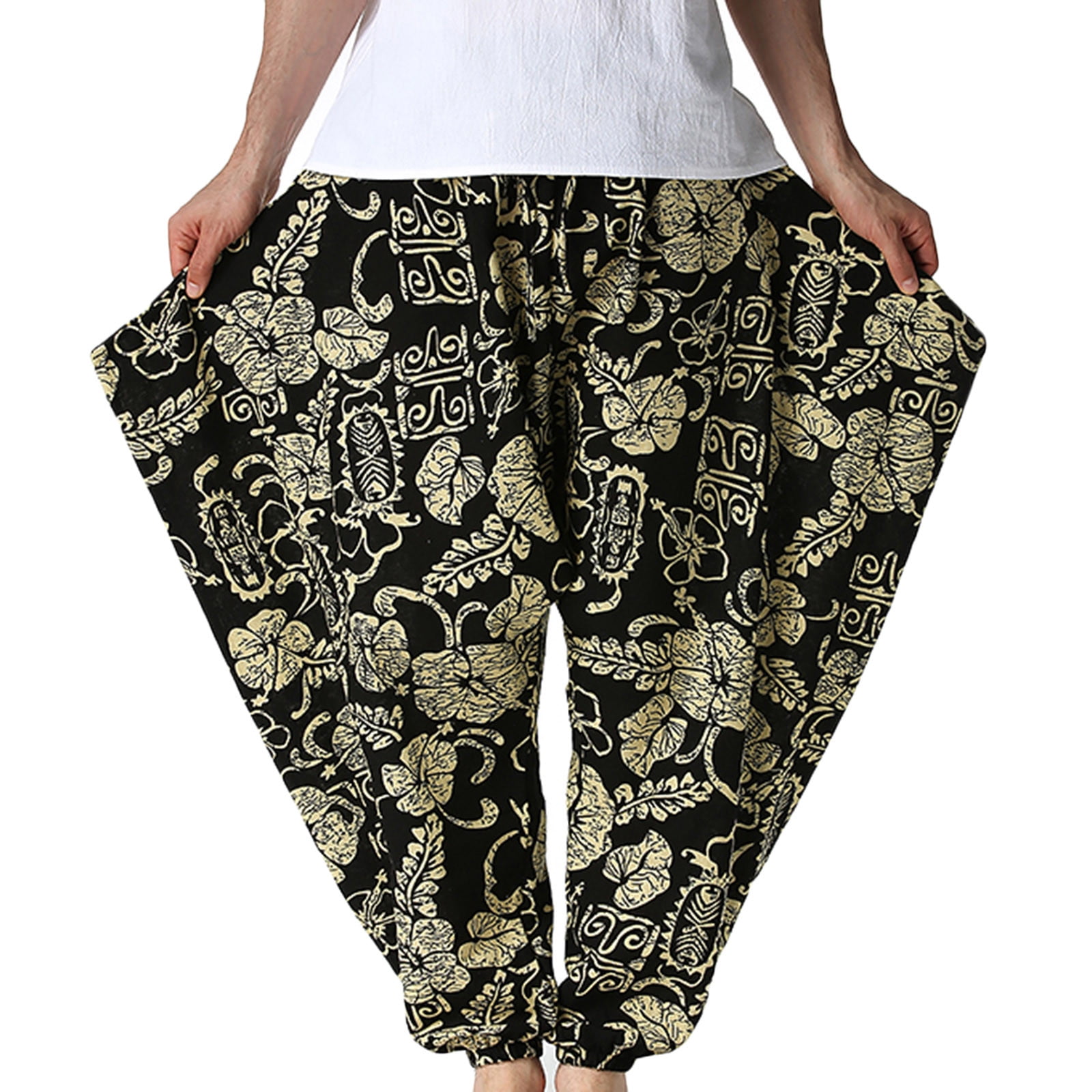BLTIBY Men's Haren Yoga Pants Hanging Pants Lantern Pants Fashion Baggy ...