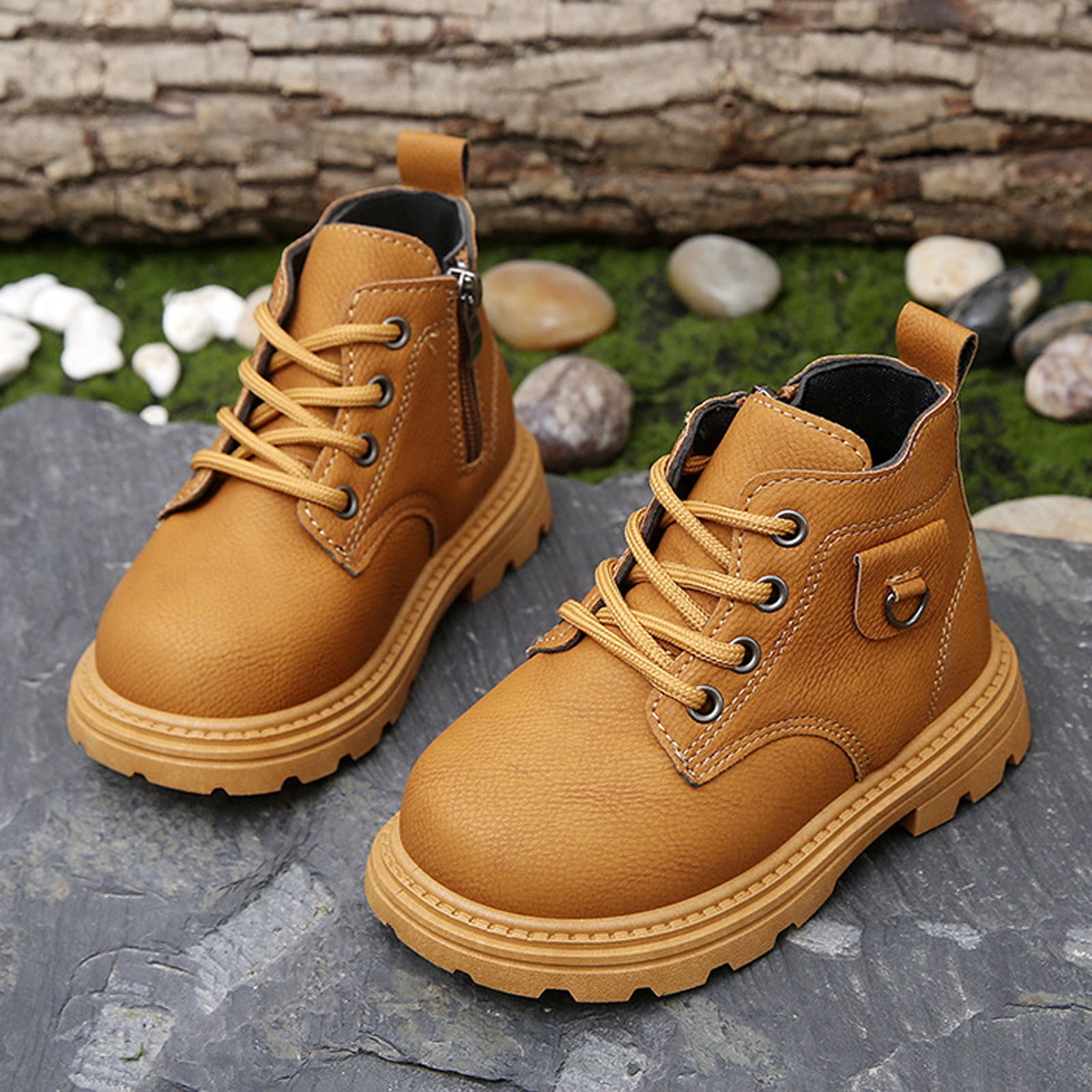 BLTIBY Girls Ankle Boots Fall Winter Lace Up Side Zipper Boot Fashion ...