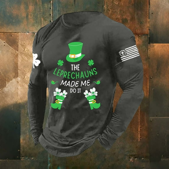 BLTIBY Men's St Patrick's Day Sweatshirts Crewneck Long Sleeve Plus ...