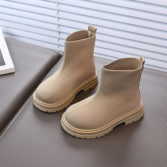 BLTIBY Girls Knitting Ankle Boots Platform Chunky Slip Resistant ...