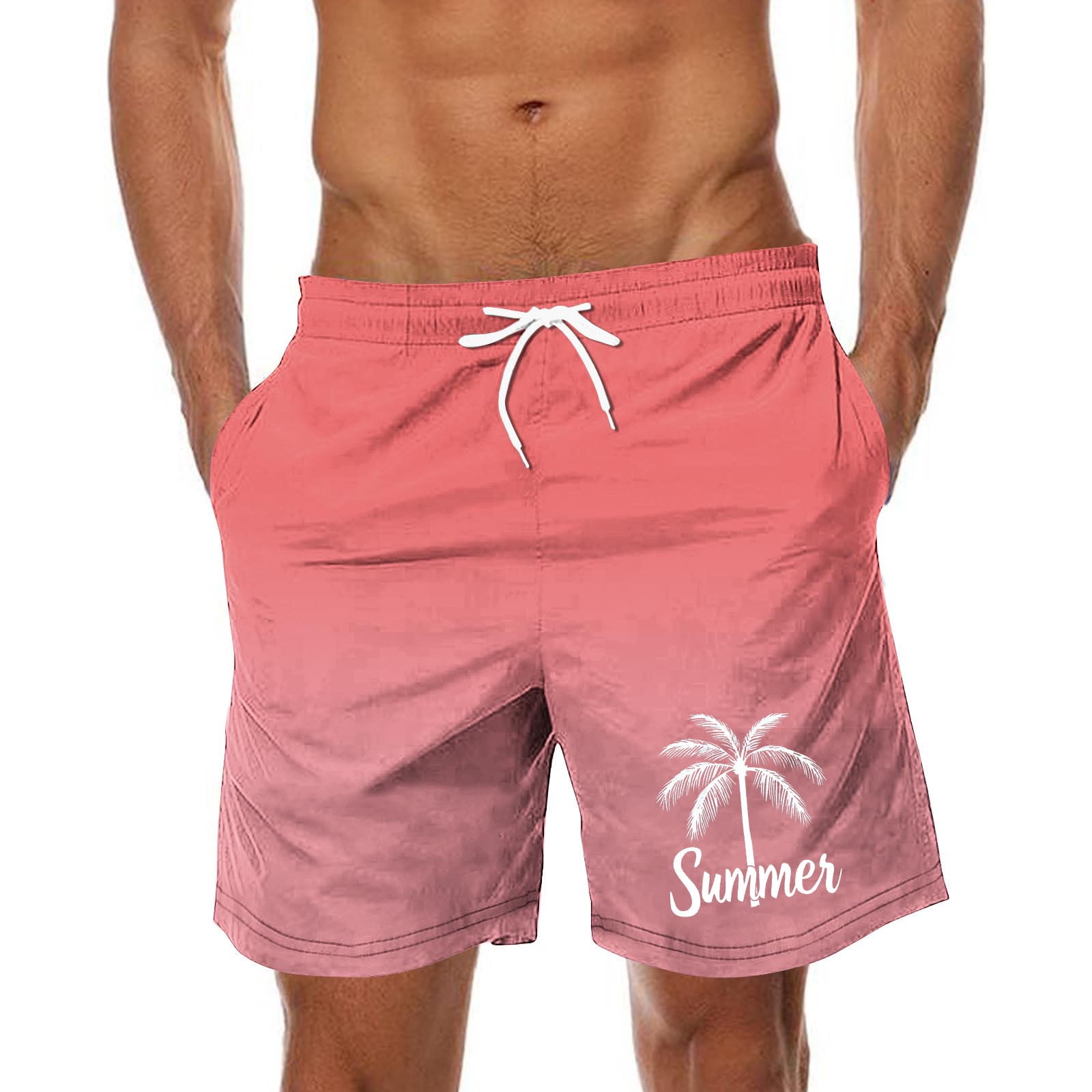BLTIBY Mens Casual Shorts 2025 Summer Gradient Printed Elastic Waist ...