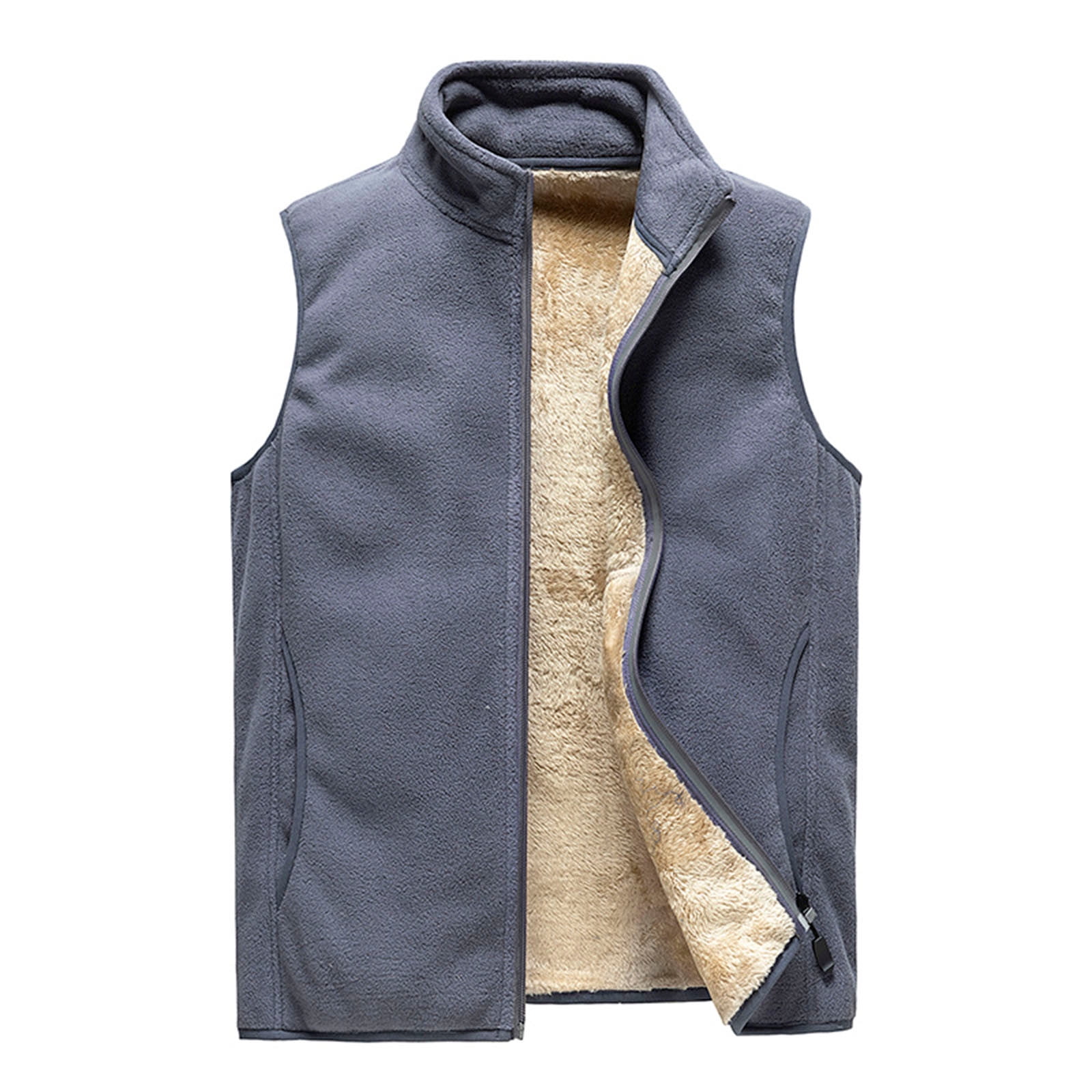 BLTIBY Mens Fleece Vest Jacket Winter Fall Solid Color Padded Vests ...