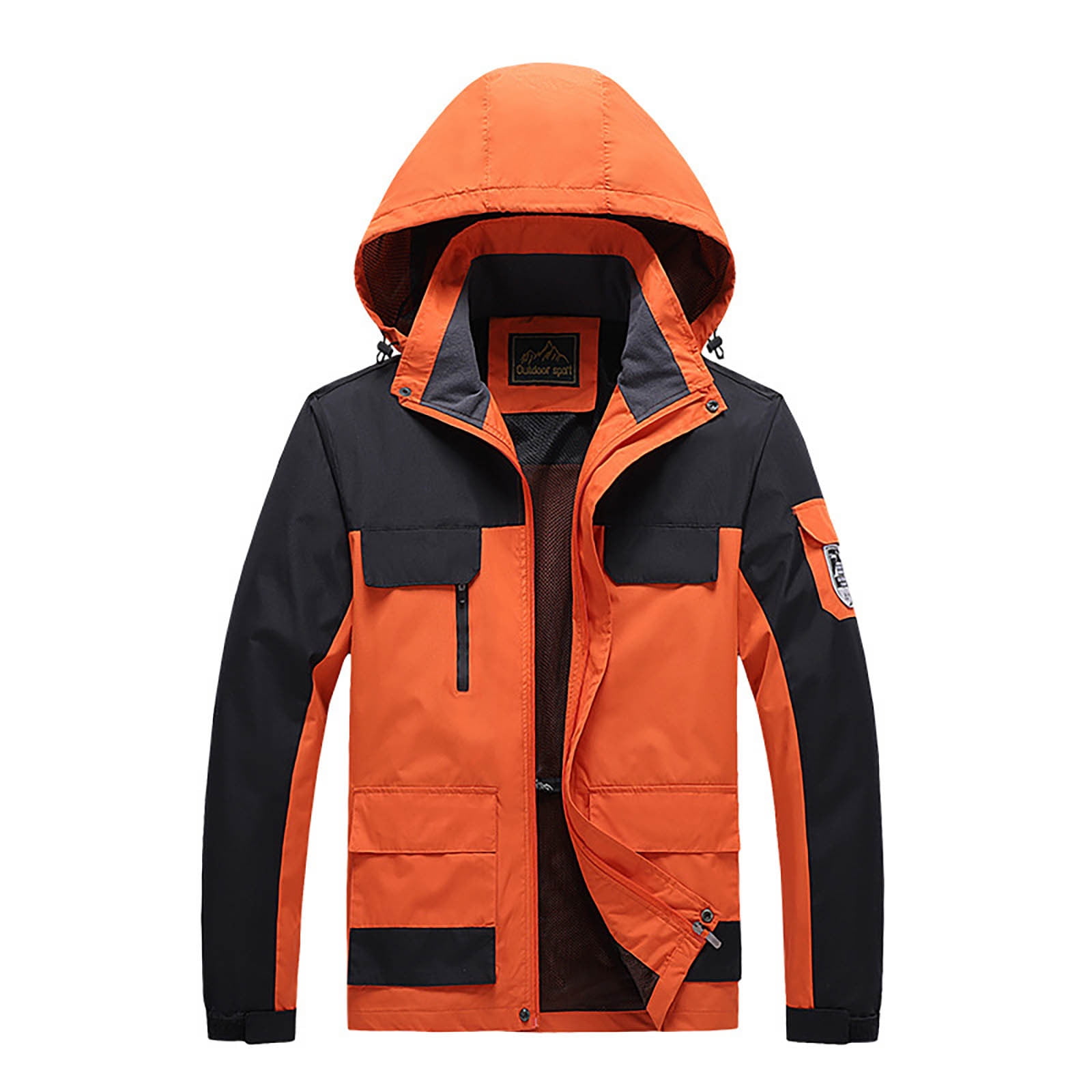 BLTIBY Mens Lightweight Windbreaker Rain Jacket with Zip Pockets Hooded ...