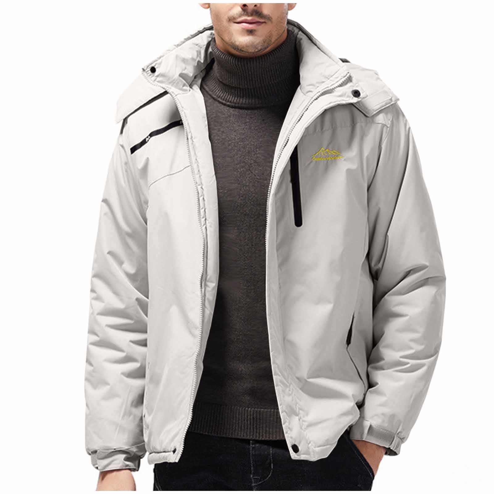BLTIBY Mens Punching Jacket Hooded with Detachable Winter Fall Solid ...