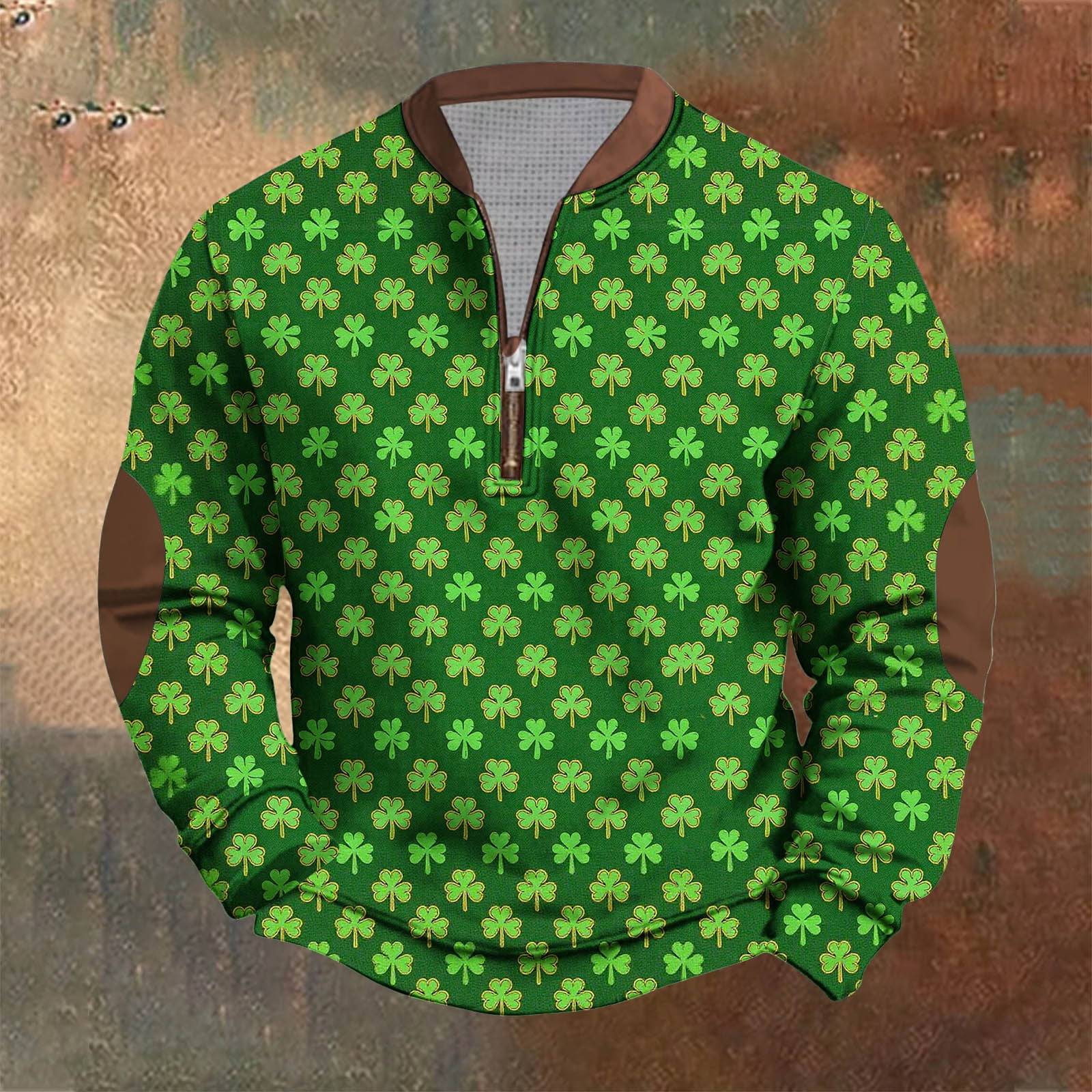 BLTIBY Mens St Patricks Day Sweatshirt Half Zip Vintage Shamrock Irish ...