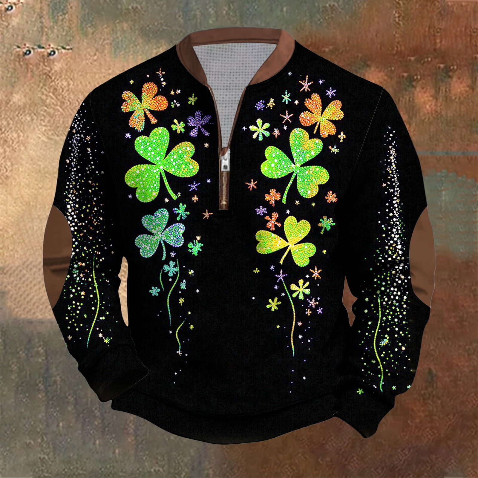 BLTIBY Mens St Patricks Day Sweatshirt Half Zip Vintage Shamrock Irish ...