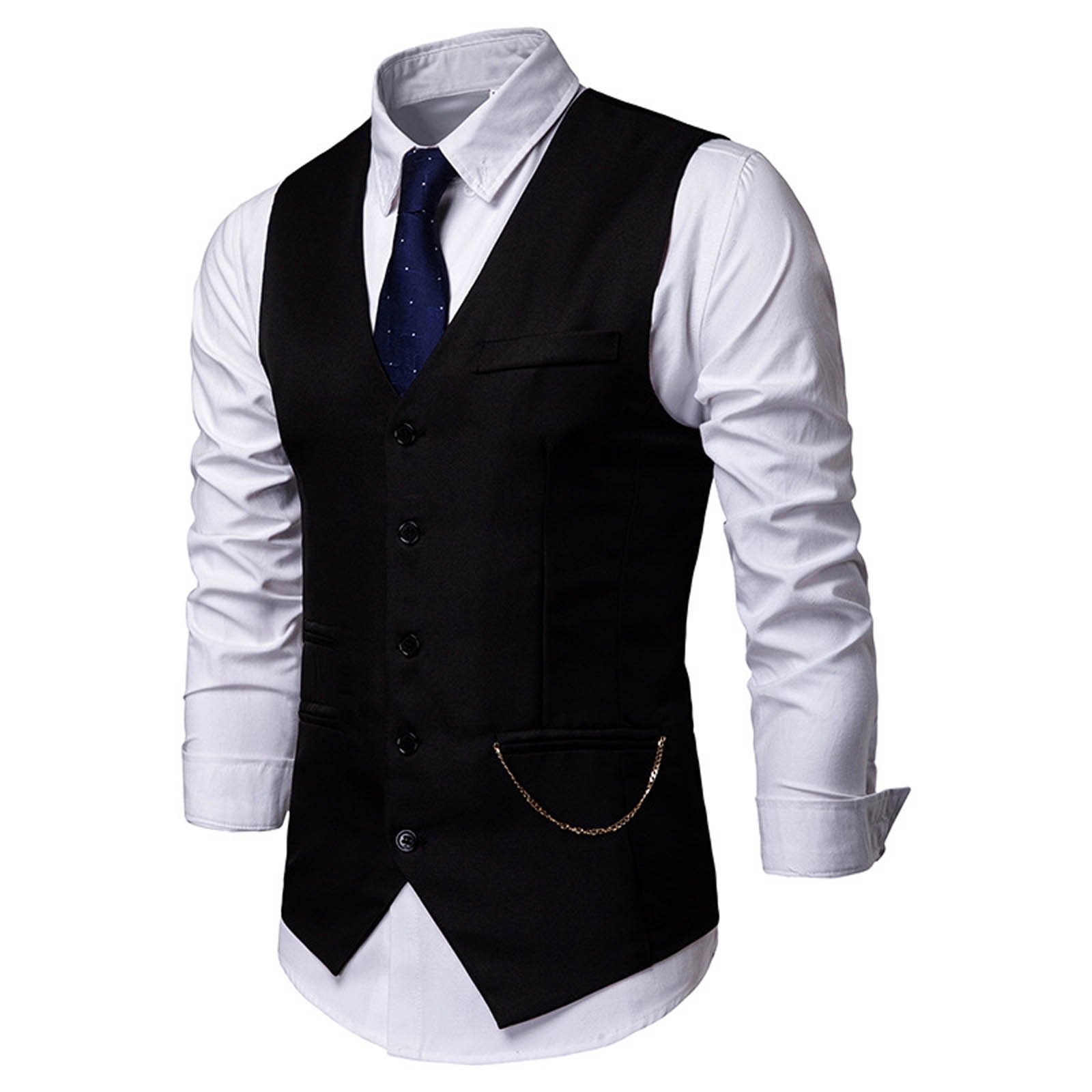 BLTIBY Mens Vest Jacket Fall Winter Solid Color Single Breasted Button ...
