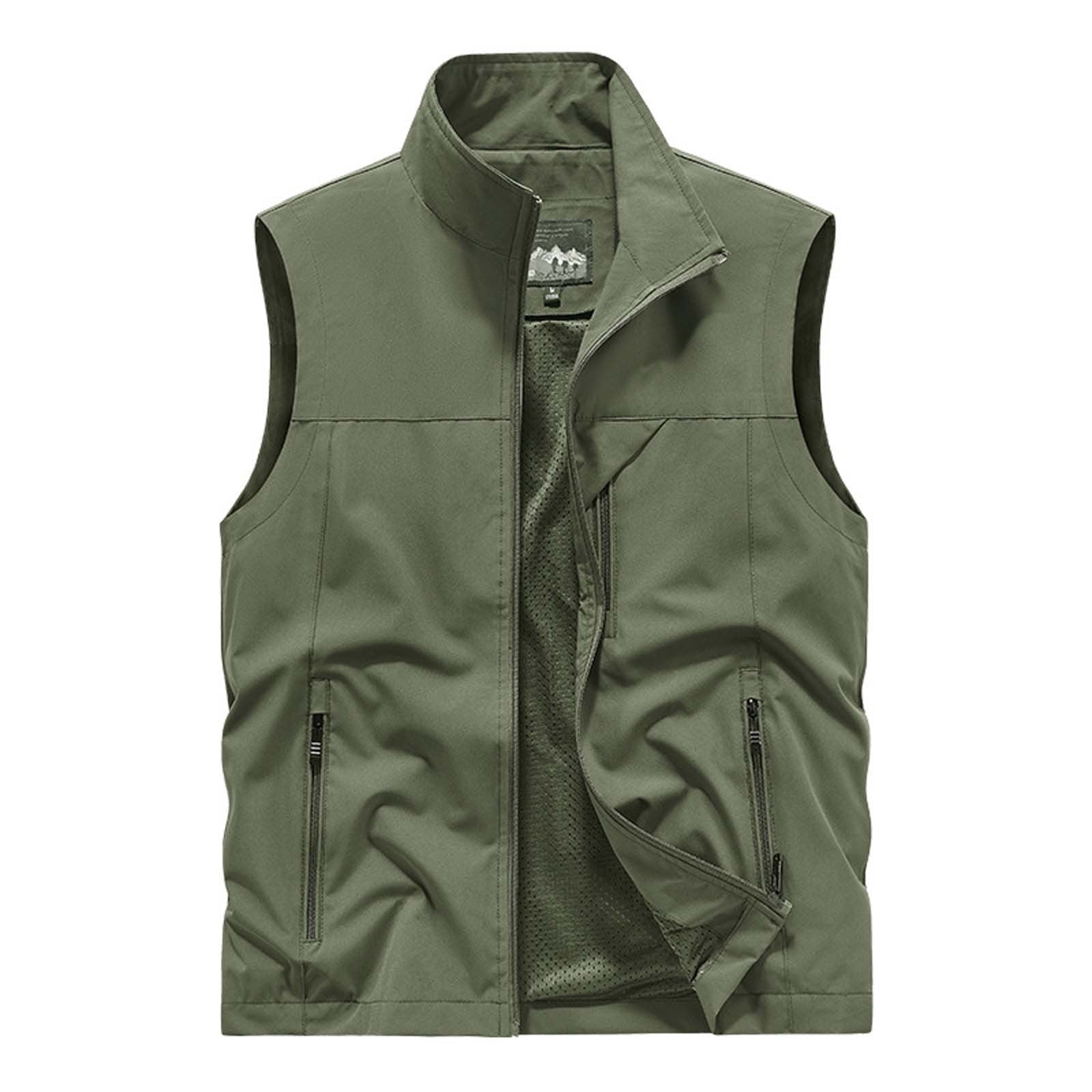 BLTIBY Mens Vest Jacket Winter Fall Solid Color Padded Vests ...