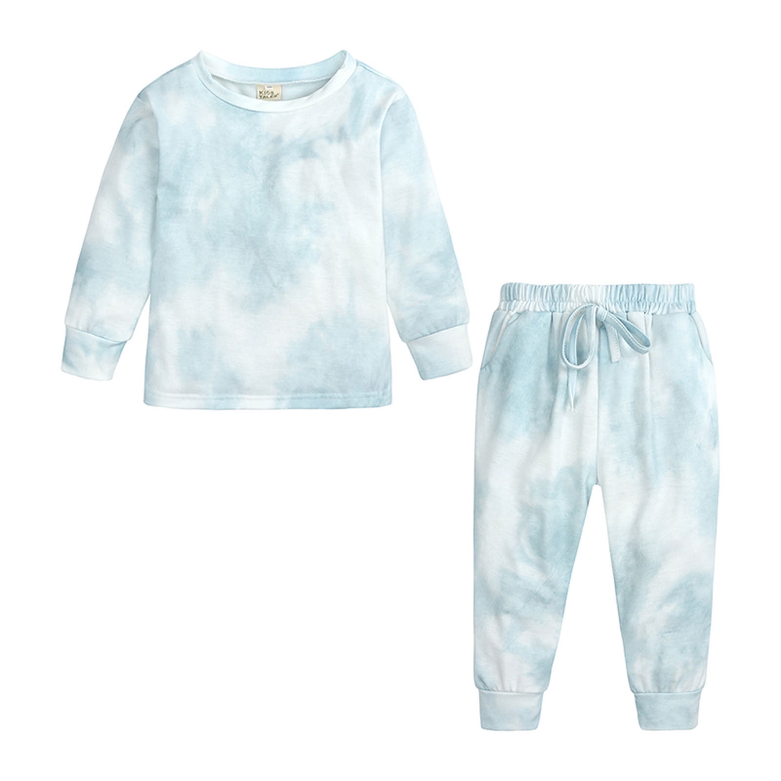 BLTIBY Newborn Child Clothes Winter Girls Tie-dye Top Pants Outfit Suit ...