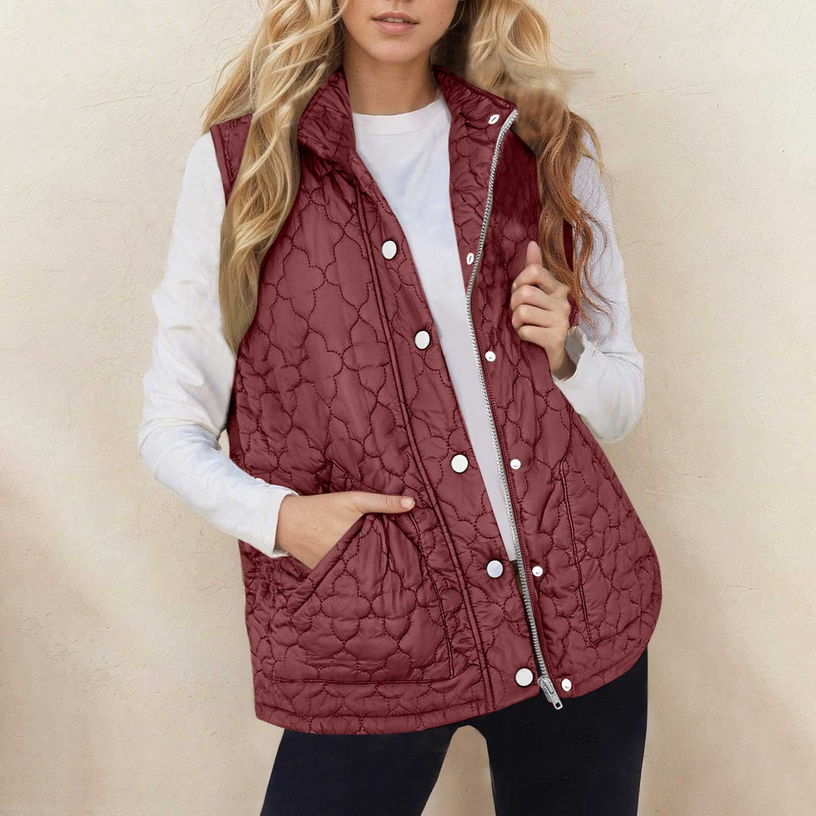 BLTIBY Puffer Vest for Women Fall Winter Quilted Sleeveless Stand ...