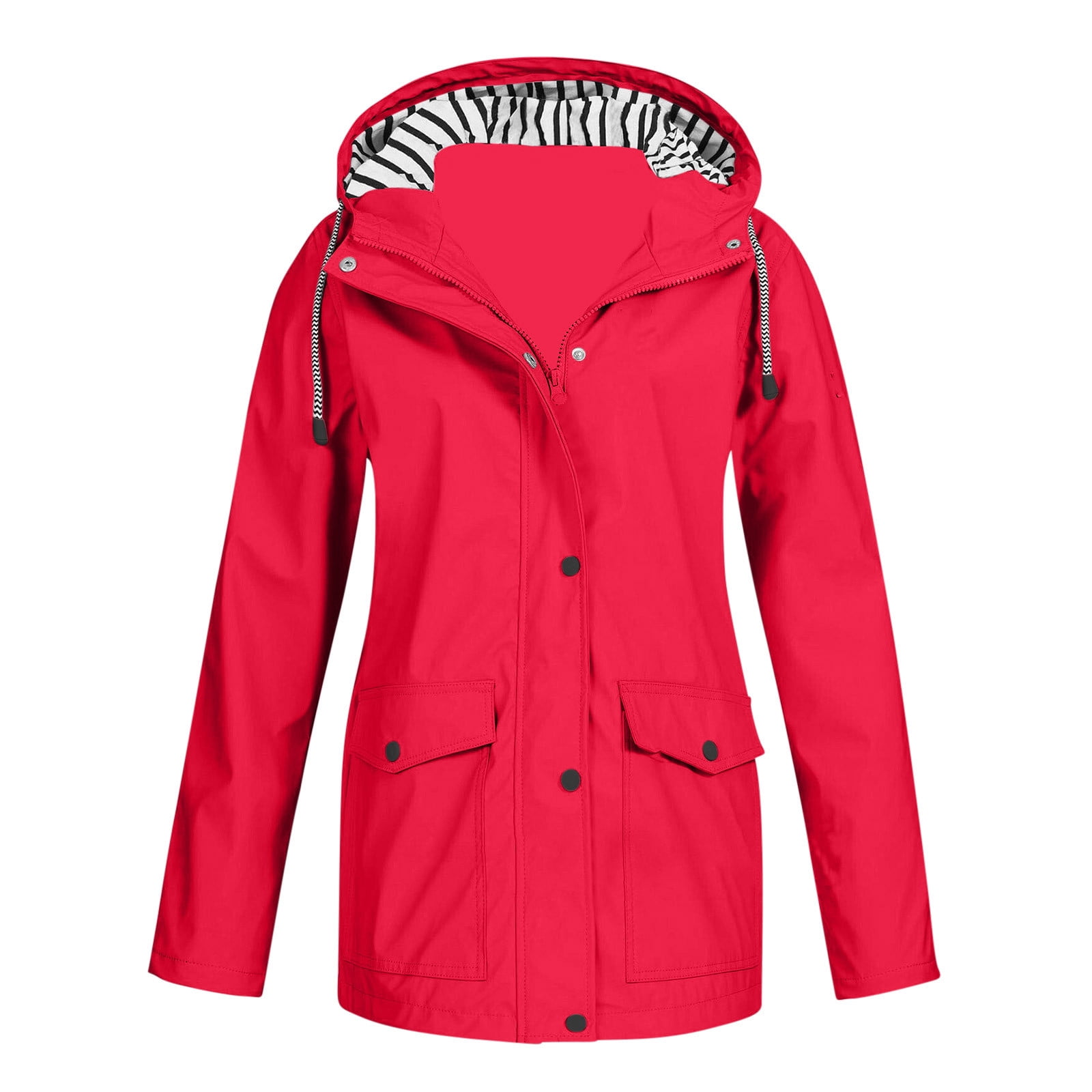 BLTIBY Rain Jacket for Women Zip Hooded Fall Winter Raincoat Waterproof Outdoor Hiking ...