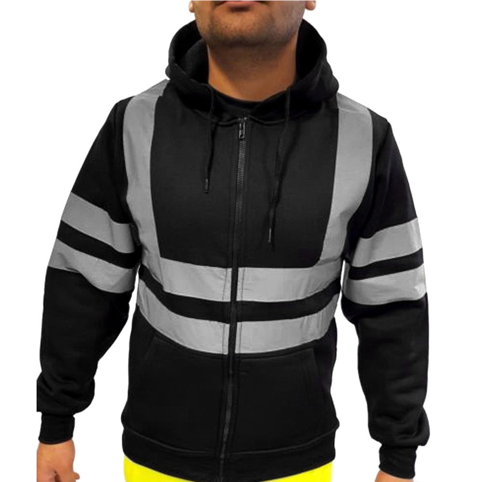 BLTIBY Reflective Jacket for Men High Visibility Safety Hoodie Casual ...