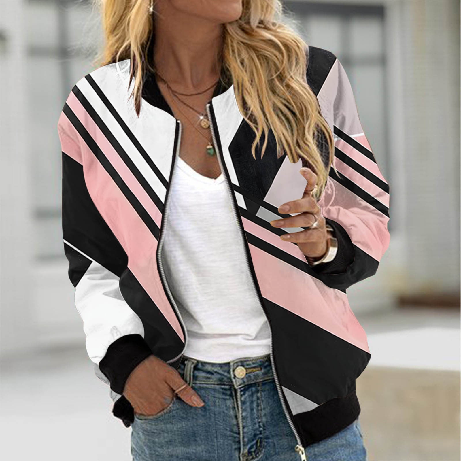 BLTIBY Shackets for Women Fashion Casual Zip Up Flannel Plaid Jacket ...