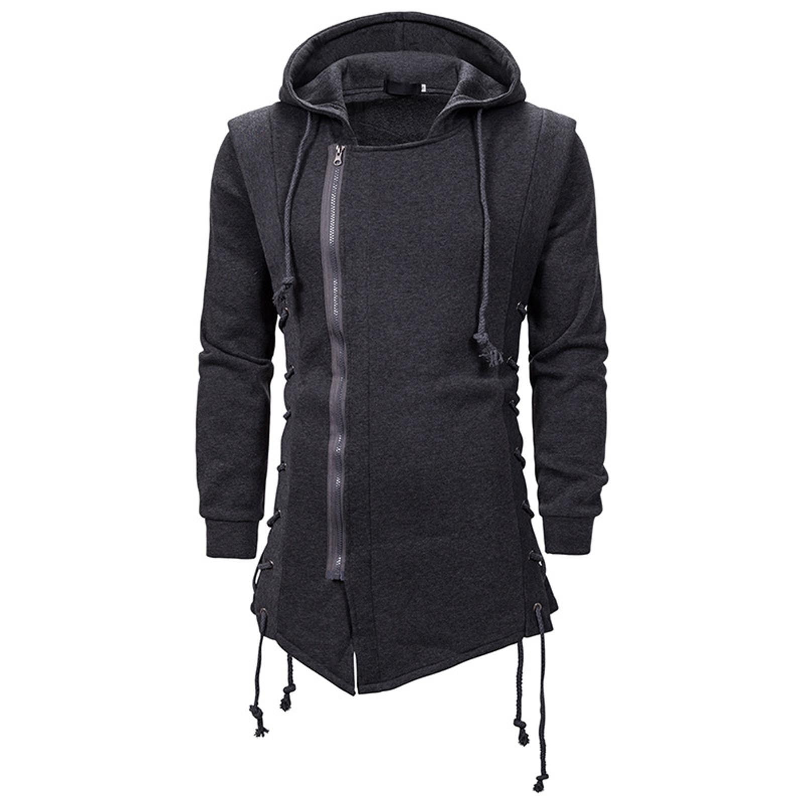 BLTIBY Slim Tunics Jacket for Men Fall Medieval Gothic Hooded ...