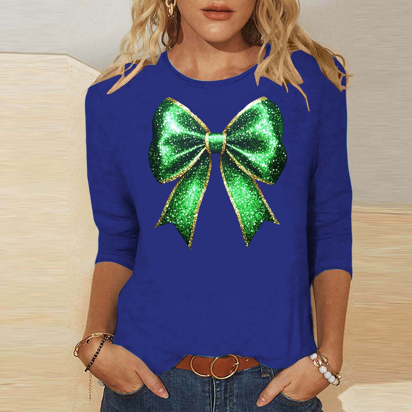 BLTIBY St. Patrick's Day Shirts for Women 3/4 Sleeve Round Neck ...