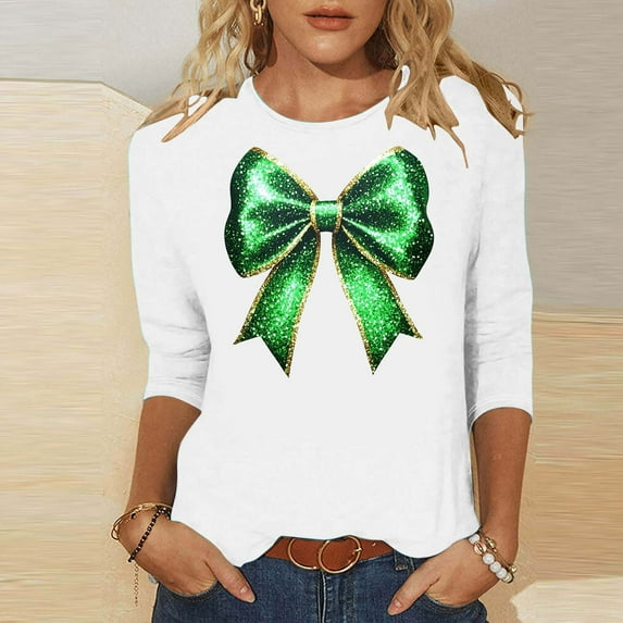 BLTIBY St. Patrick's Day Shirts for Women 3/4 Sleeve Round Neck ...