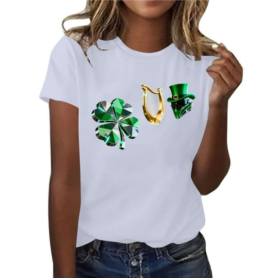 BLTIBY St. Patrick's Day Shirts for Women Shamrock Shirt Clover Printed ...