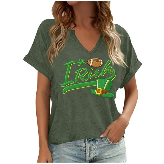 BLTIBY St. Patrick's Day Shirts for Women Shamrock Shirt Clover Printed ...