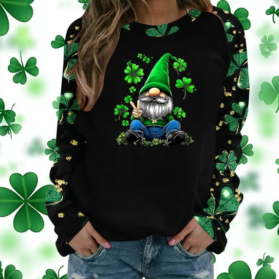 BLTIBY St. Patrick's Day Sweatshirts for Women Cute Shamrock Clover ...