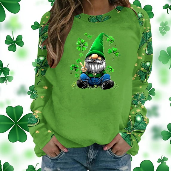 BLTIBY St. Patrick's Day Sweatshirts for Women Cute Shamrock Clover ...