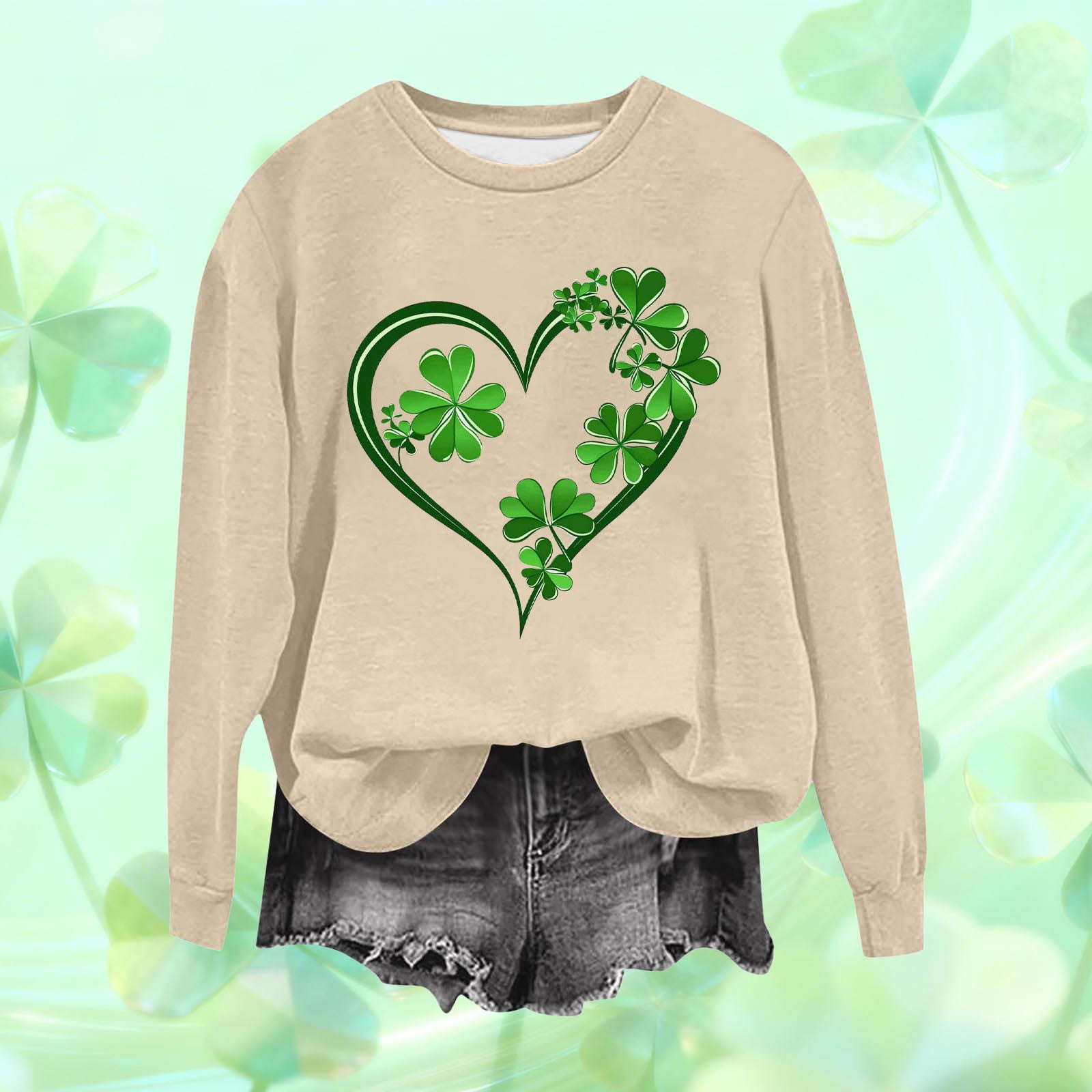 BLTIBY St. Patrick's Day Sweatshirts for Women Cute Shamrock Clover ...