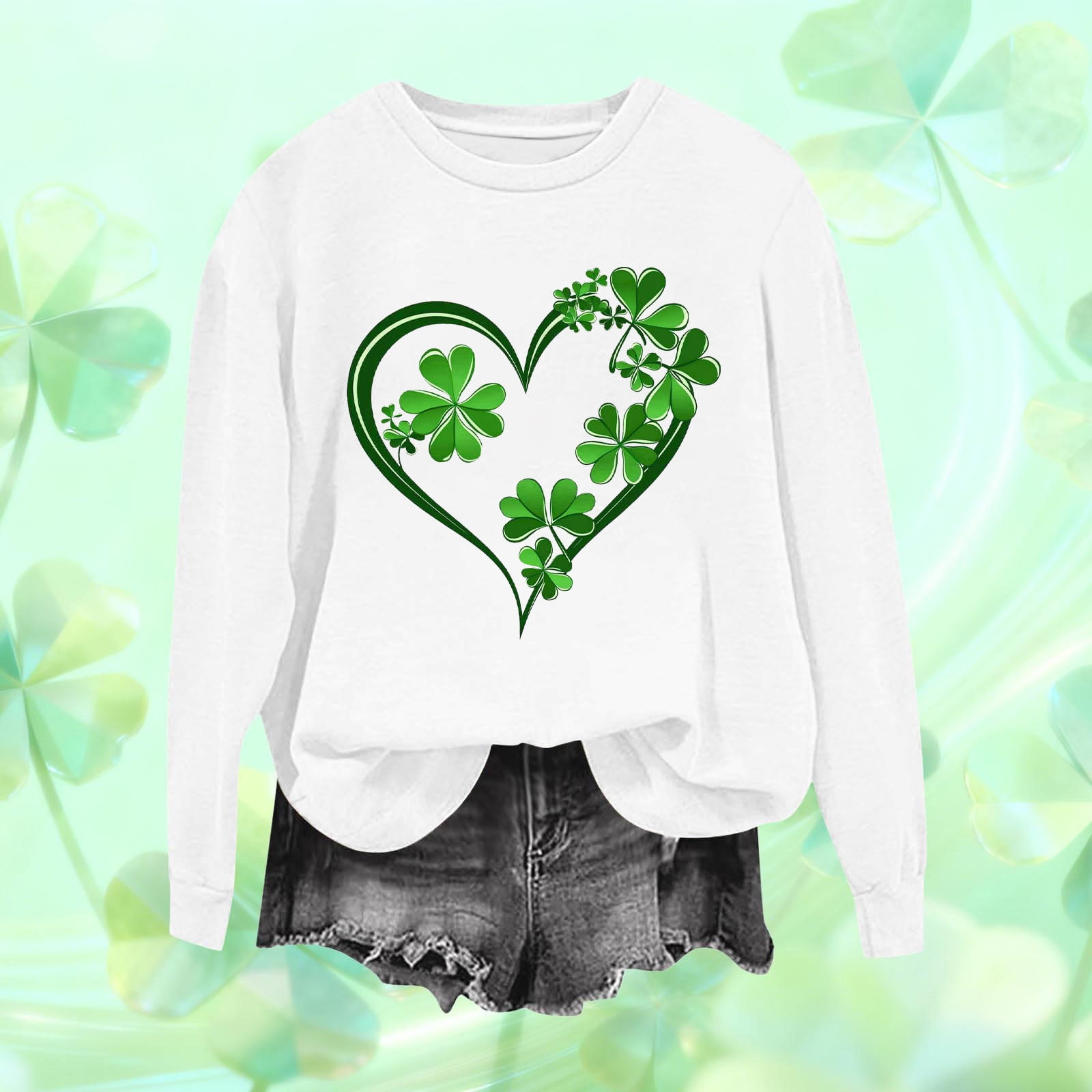 BLTIBY St. Patrick's Day Sweatshirts for Women Cute Shamrock Clover ...