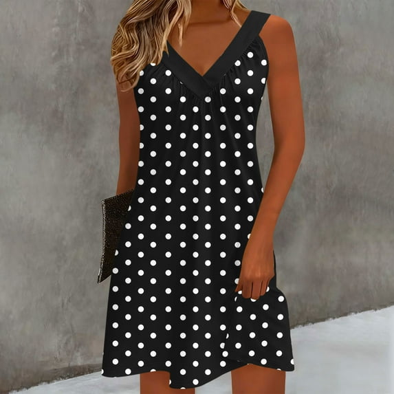 BLTIBY Summer Mini Dresses for Women Cute Polka Dot Sundreses ...
