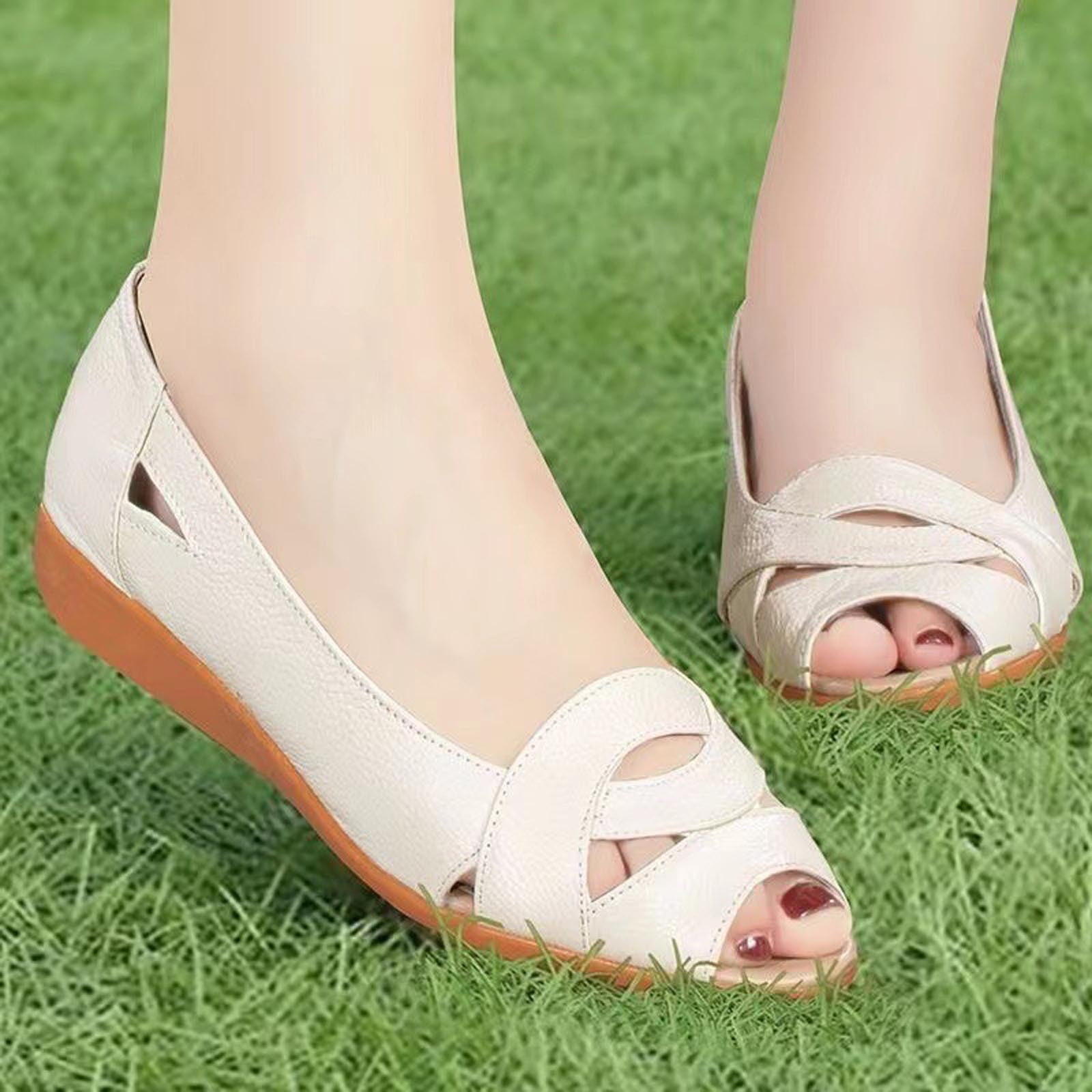 BLTIBY Summer Wedge Sandals for Women Fashion Casual Fish Mouth Open ...