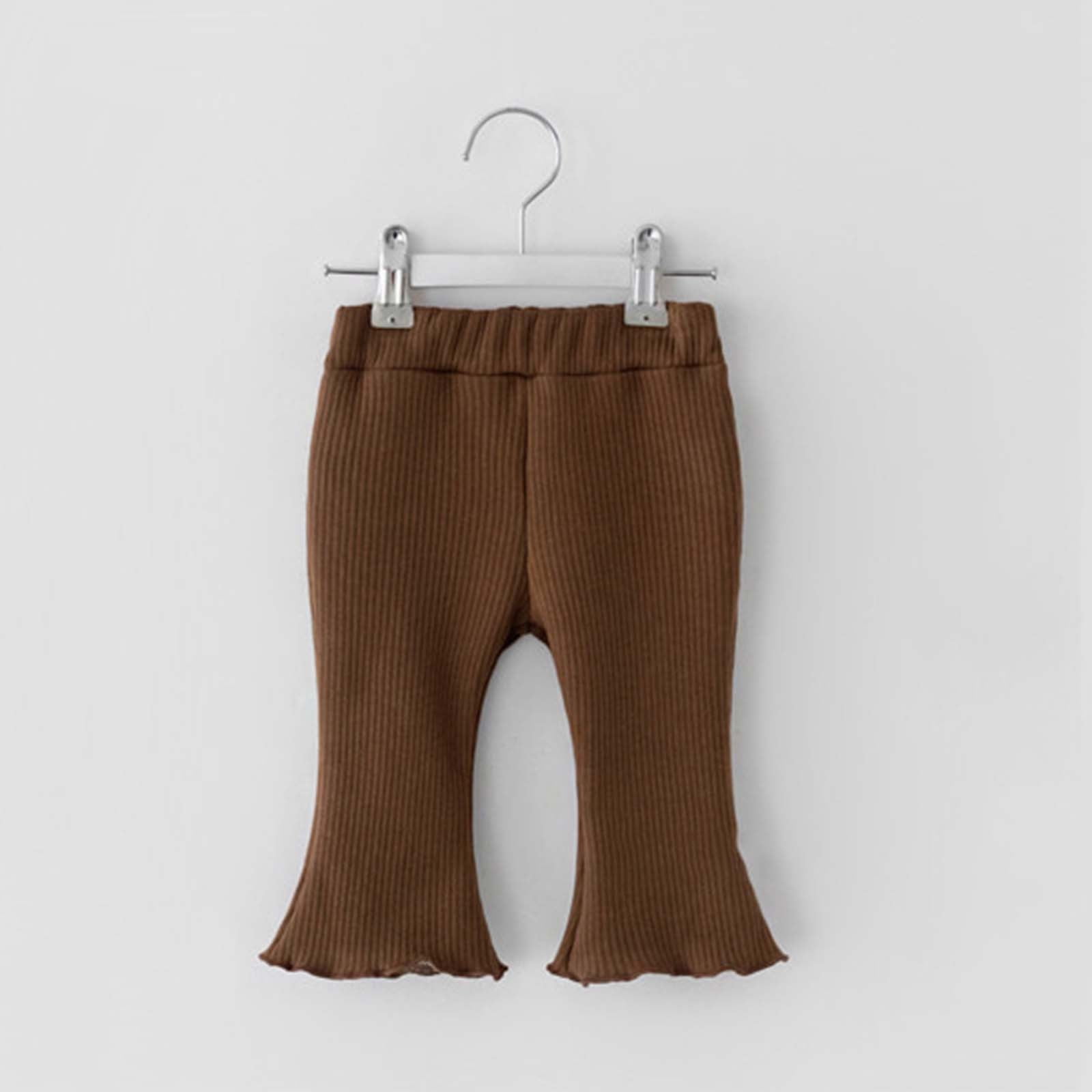 BLTIBY Toddler Baby Girl Flare Pants Solid Colour Cotton Trouser for ...