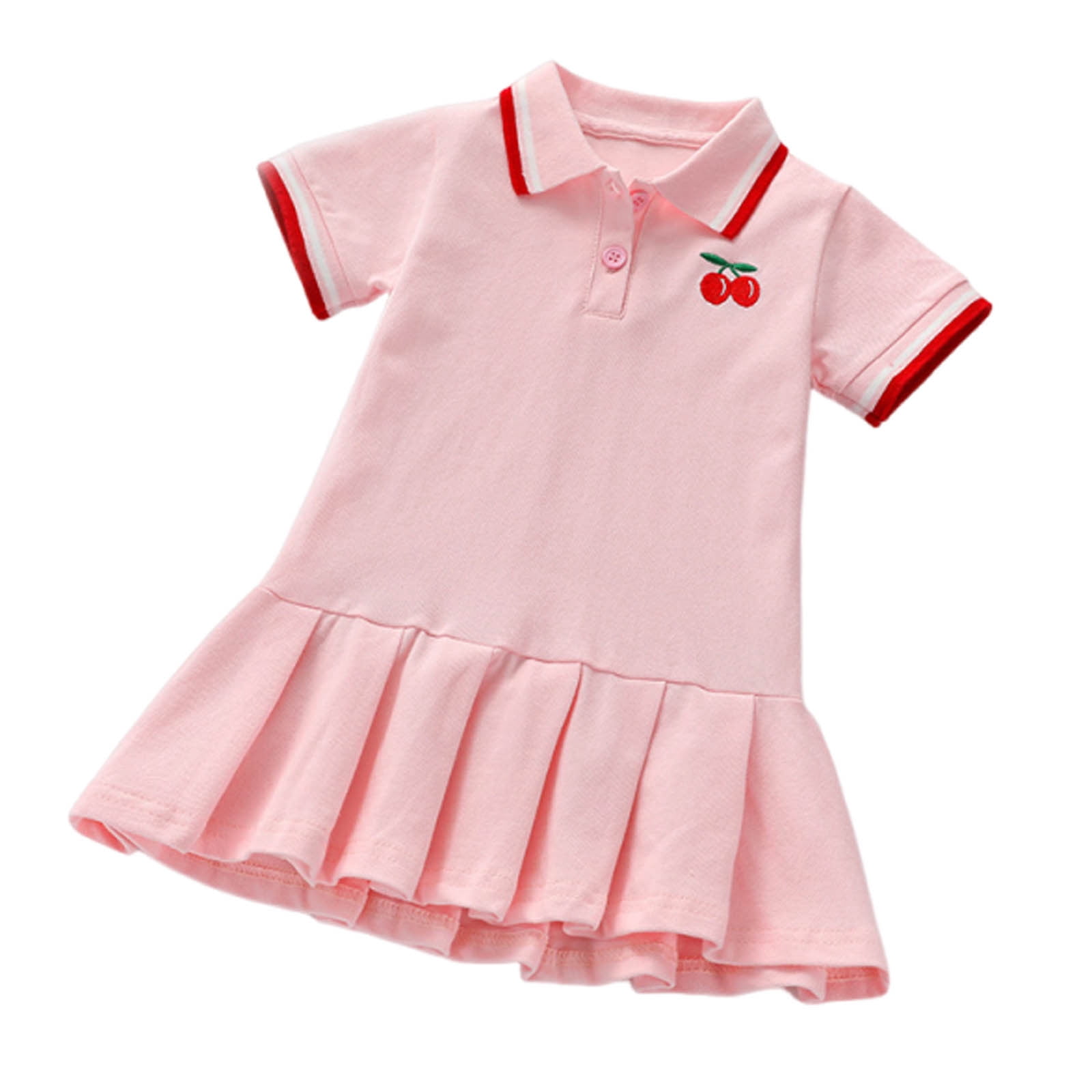 BLTIBY Toddler Baby Girls Cotton Lapel Dress Back to School Cherry ...