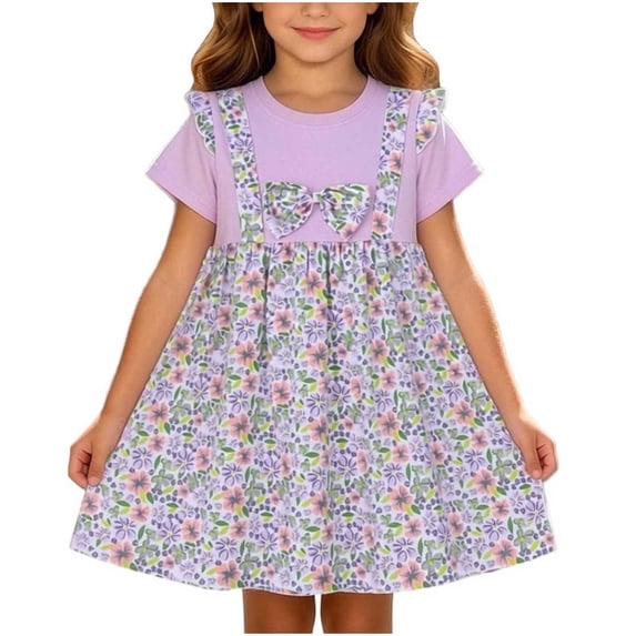 BLTIBY Toddler Girls Cotton Ruffle Dresses Floral Printed Sleeveless ...