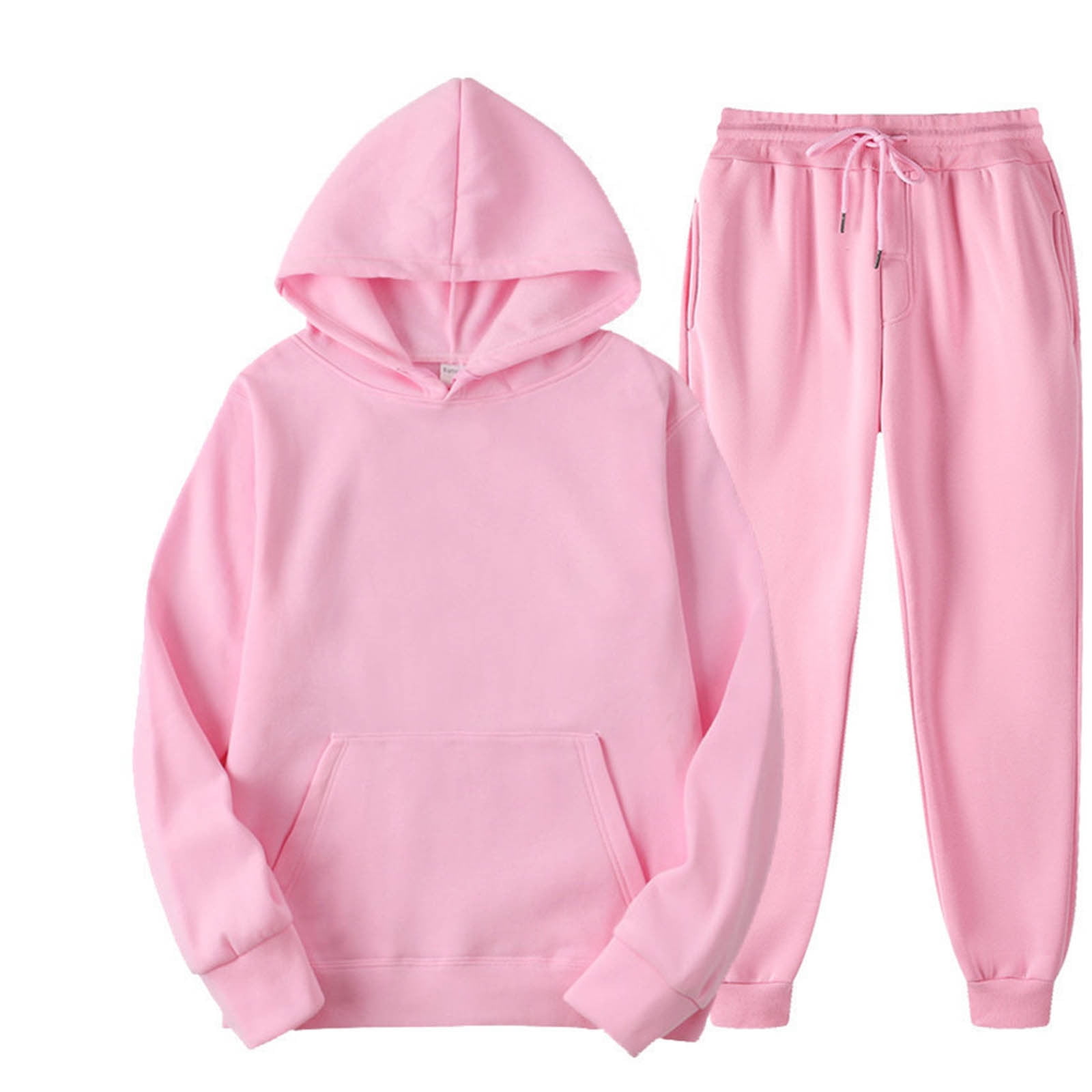 BLTIBY Two Piece Outfits Sweatsuits for Women Set Solid Colour Hoodies ...
