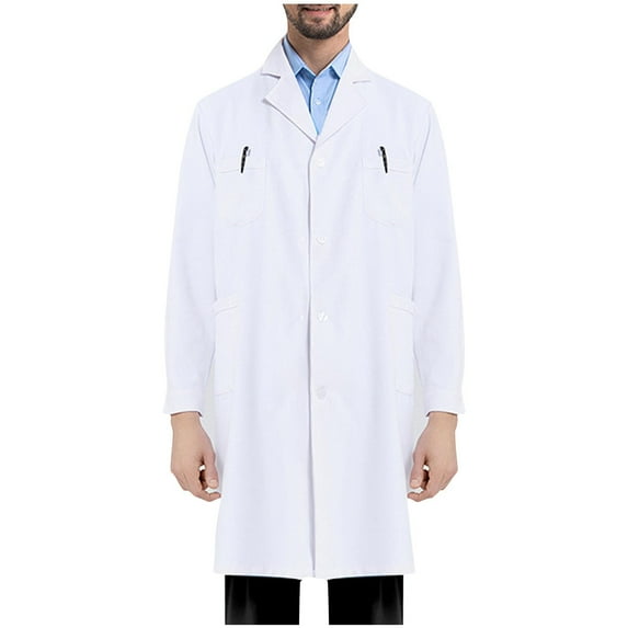 BLTIBY Unisex Lab Coat Button Down Lapel Professional Medicas Long ...