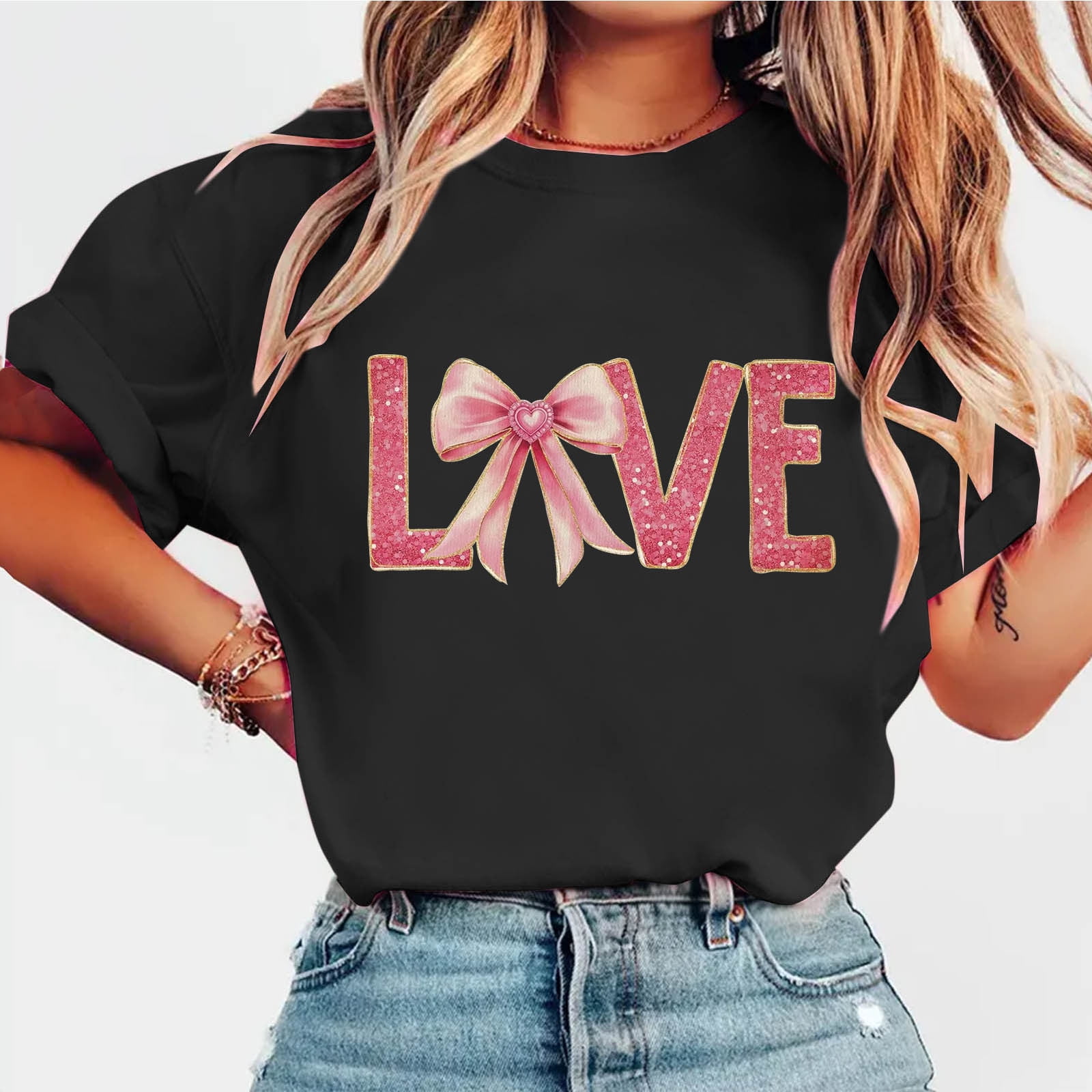 BLTIBY Valentine Sweatshirts for Women Print Pullover Top Cute Fashion ...